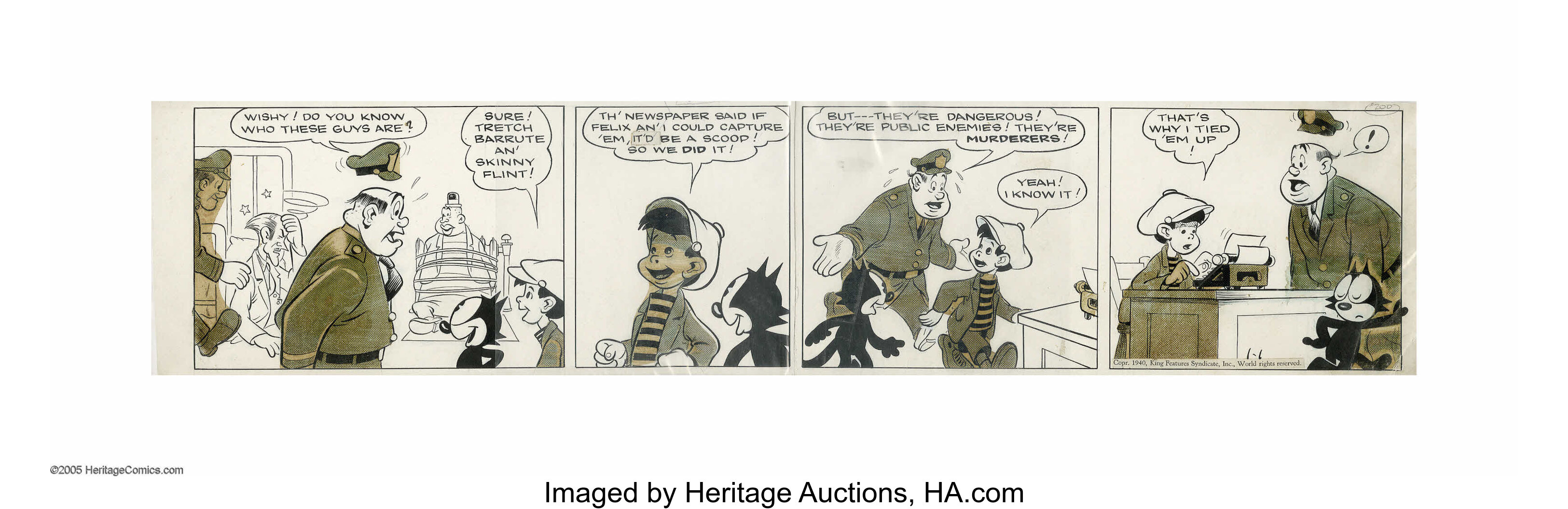 King Features Artist - Felix the Cat Daily Comic Strip Original Art ...