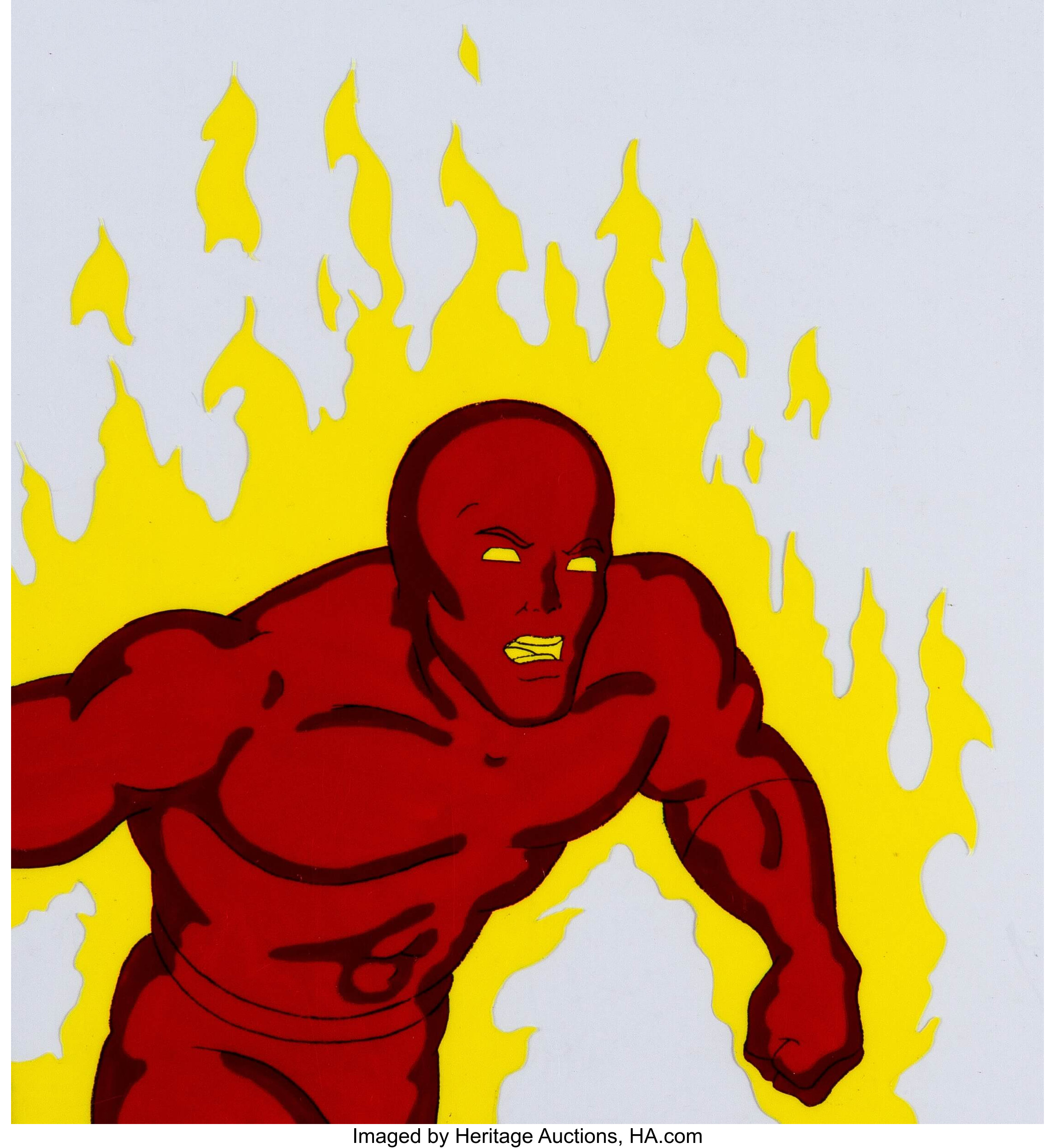 The Fantastic Four Human Torch Production Cel and Animation Drawing ...