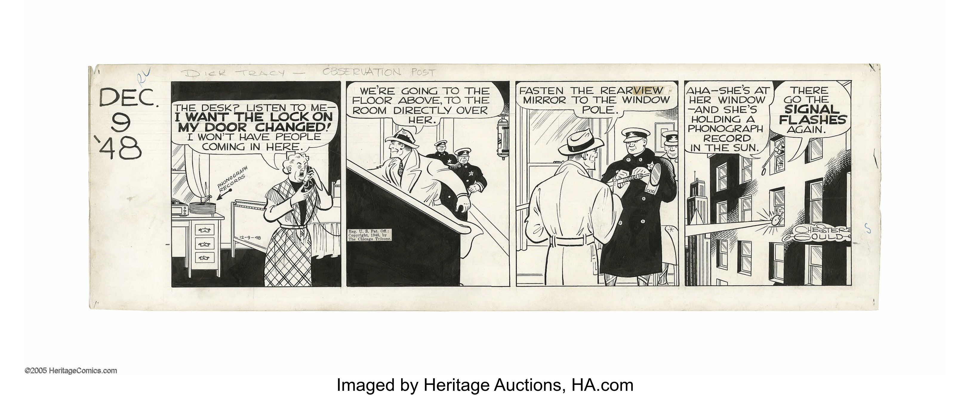 Chester Gould - Dick Tracy Daily Comic Strip Original Art, dated | Lot ...