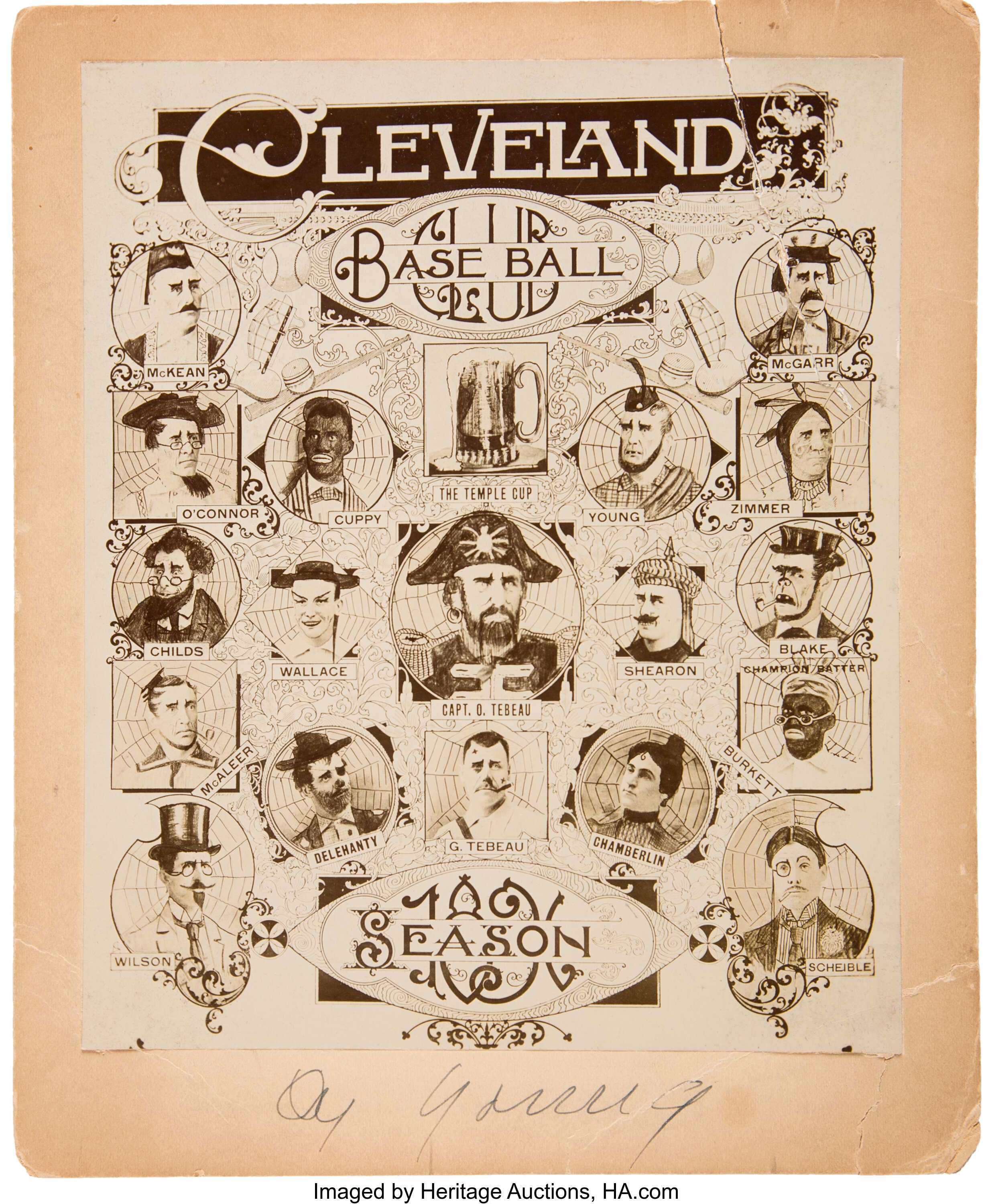 1896 Cleveland Spiders Team Composite Cabinet Photograph Signed by ...