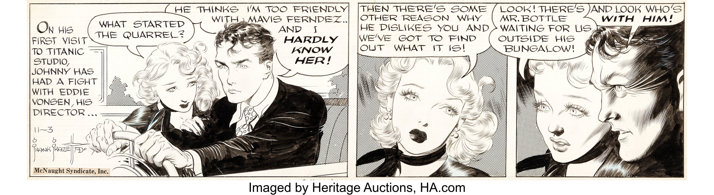 Frank Frazetta Johnny Comet Daily Comic Strip Original Art dated | Lot ...