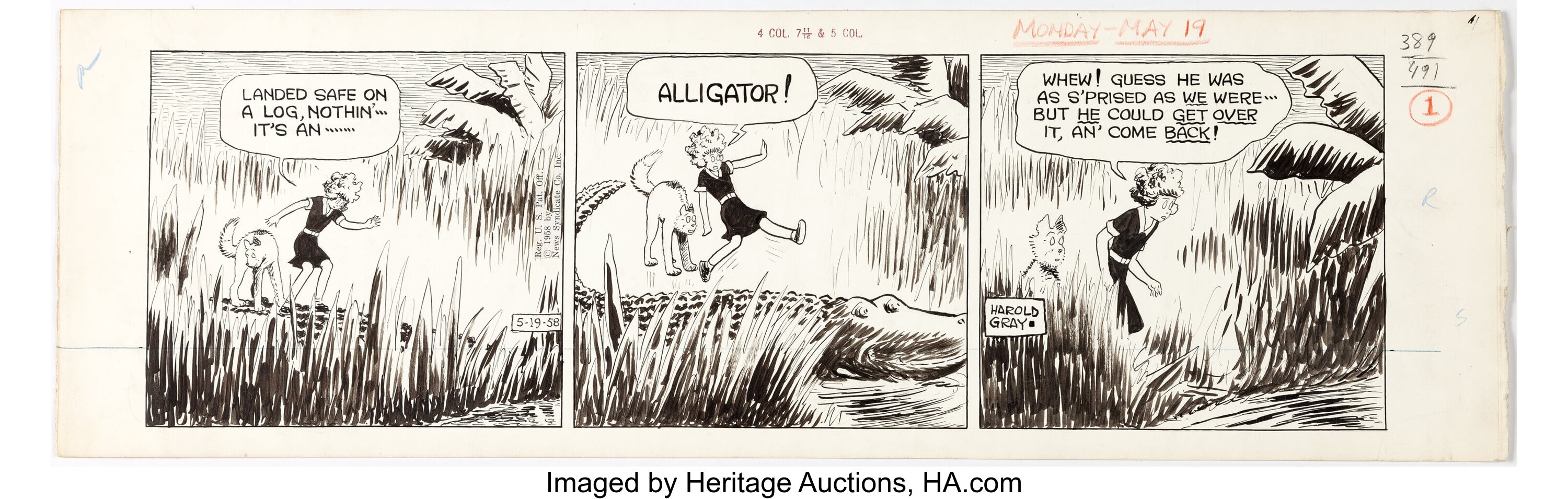Harold Gray Little Orphan Annie Daily Comic Strip Original Art | Lot ...