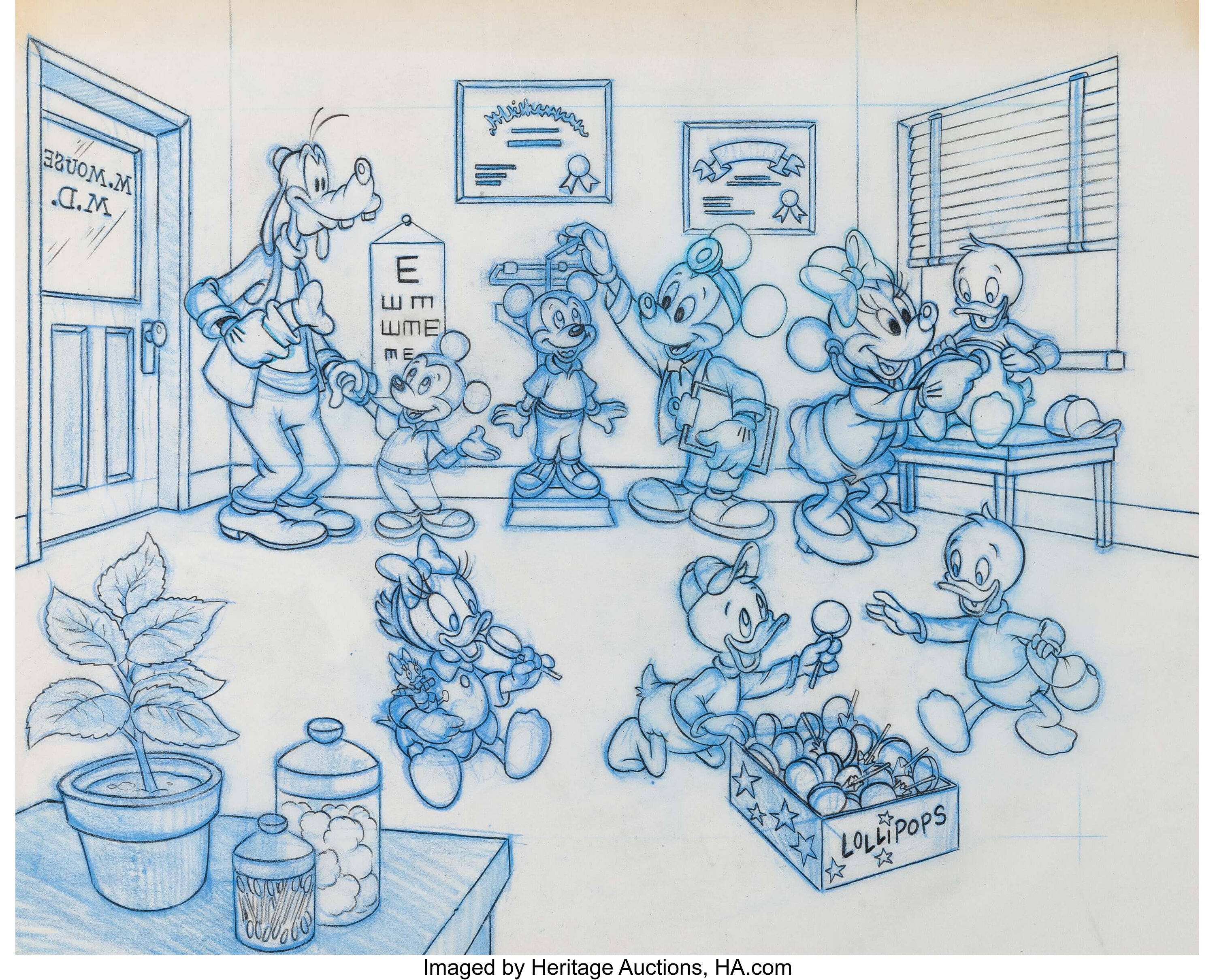 Disney Character "Health Check-Up" Original Poster Art (Walt | Lot ...