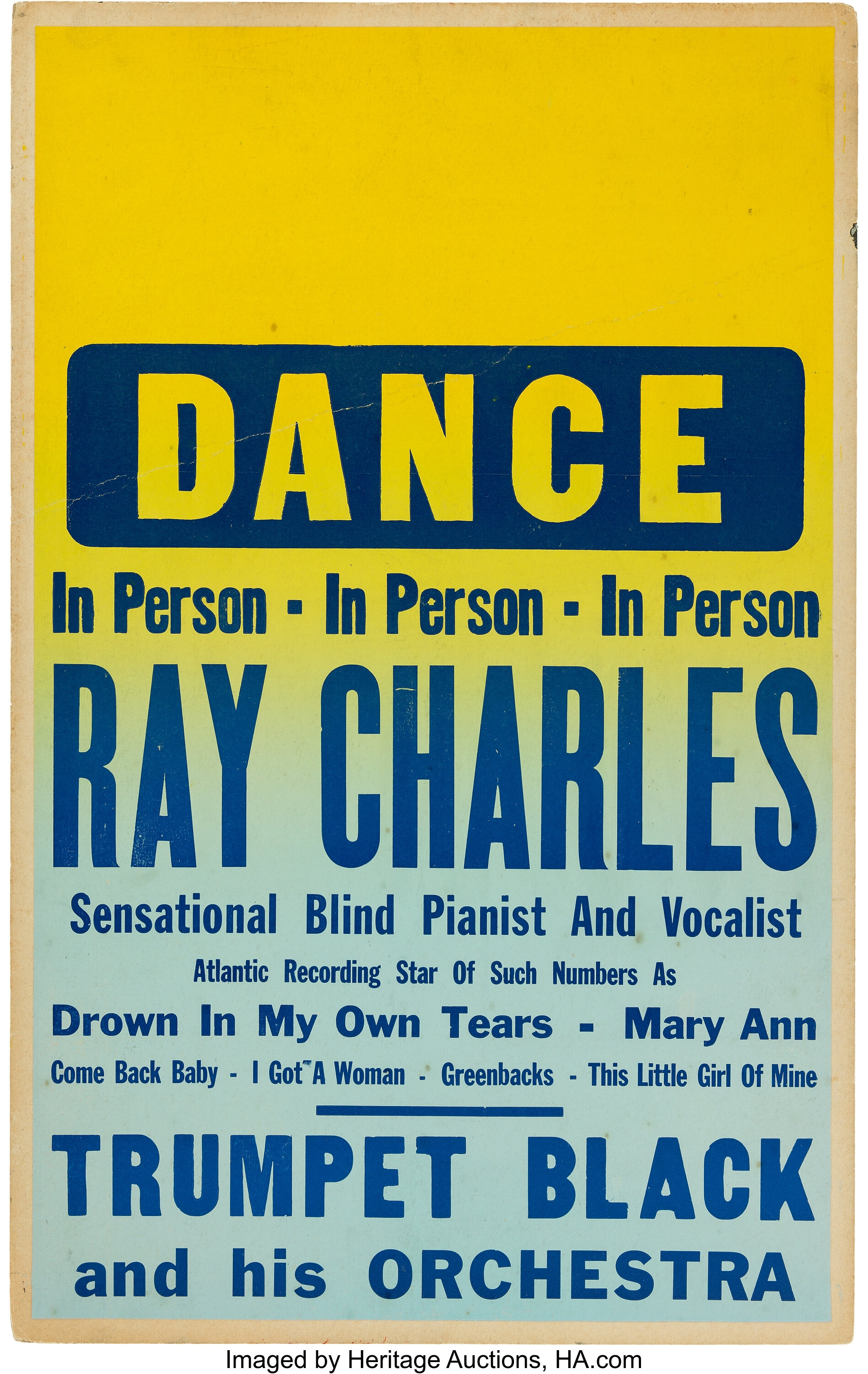 Ray Charles Concert Poster (1956). Very Rare.... Music Memorabilia ...
