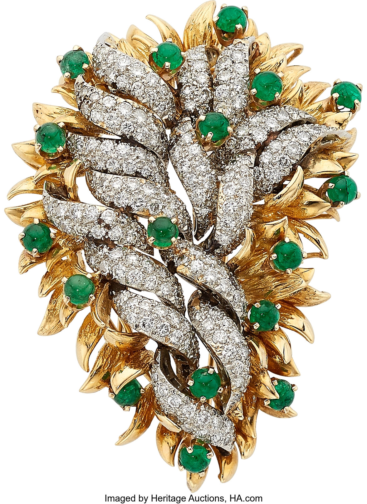 Diamond, Emerald, Gold Brooch. ... Estate Jewelry Brooches - Pins | Lot ...