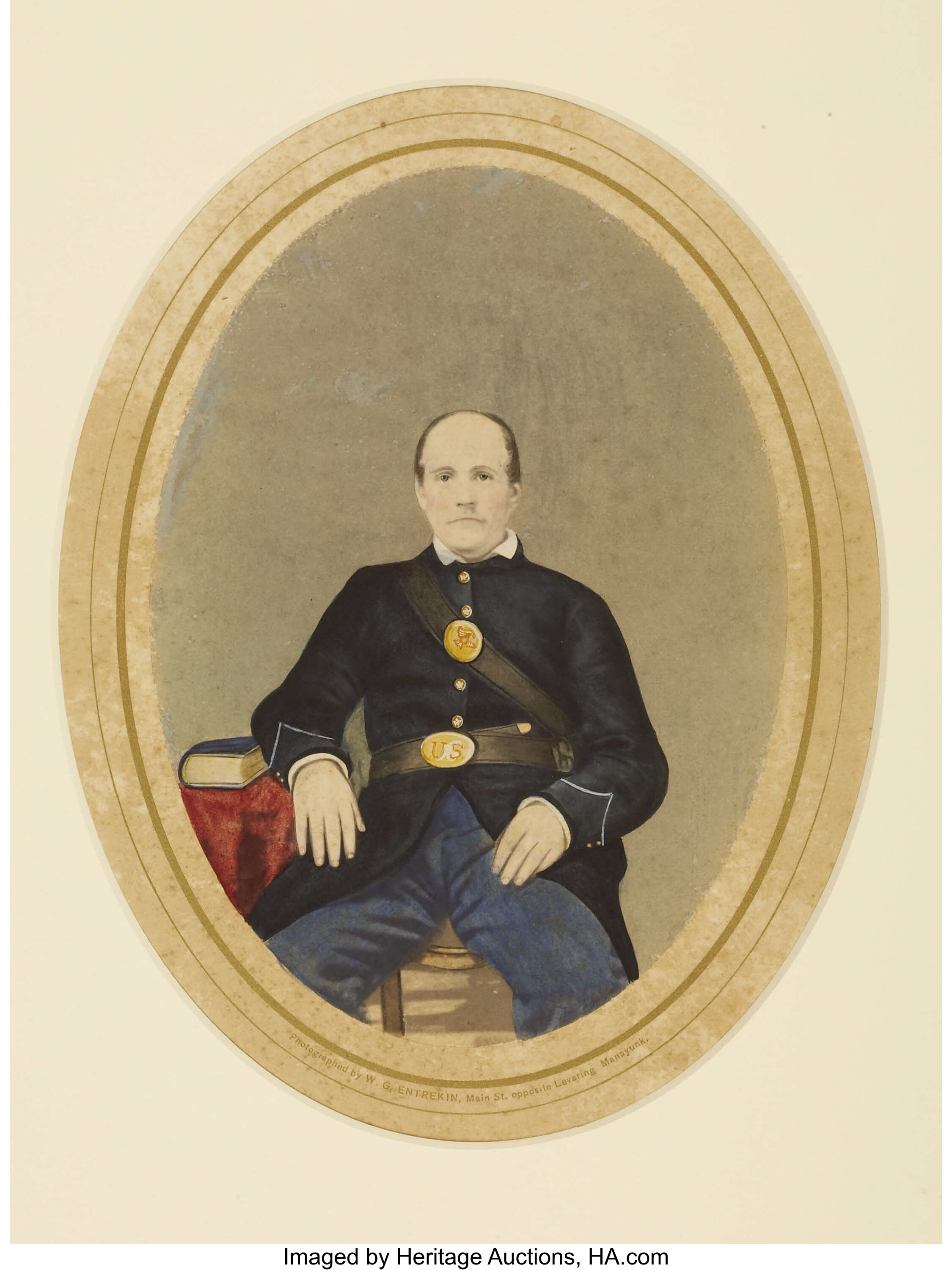 OVAL PHOTOGRAPH HAND TINTED UNION SOLDIER 1860S.... Military & | Lot ...