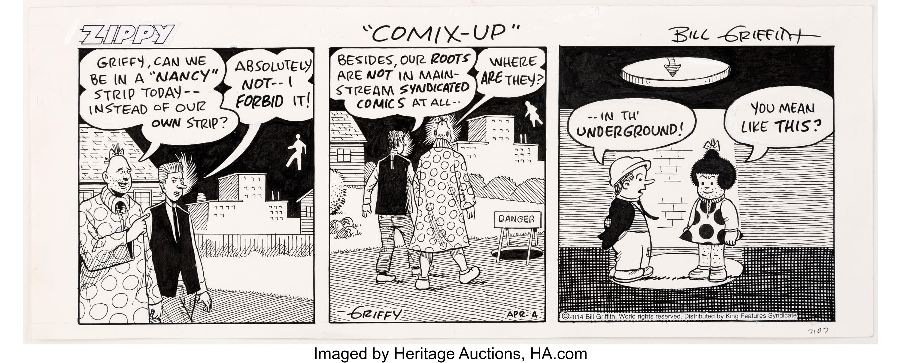 Bill Griffith Zippy Daily Comic Strip Original Art 4-4-14 (Bill | Lot ...