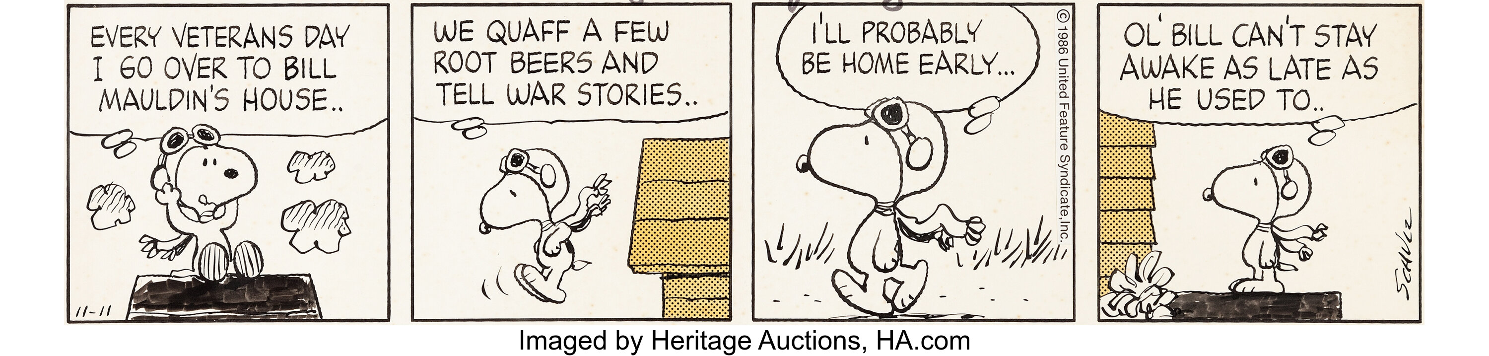 Charles Schulz Peanuts Daily Comic Strip World War I Ace Snoopy | Lot ...