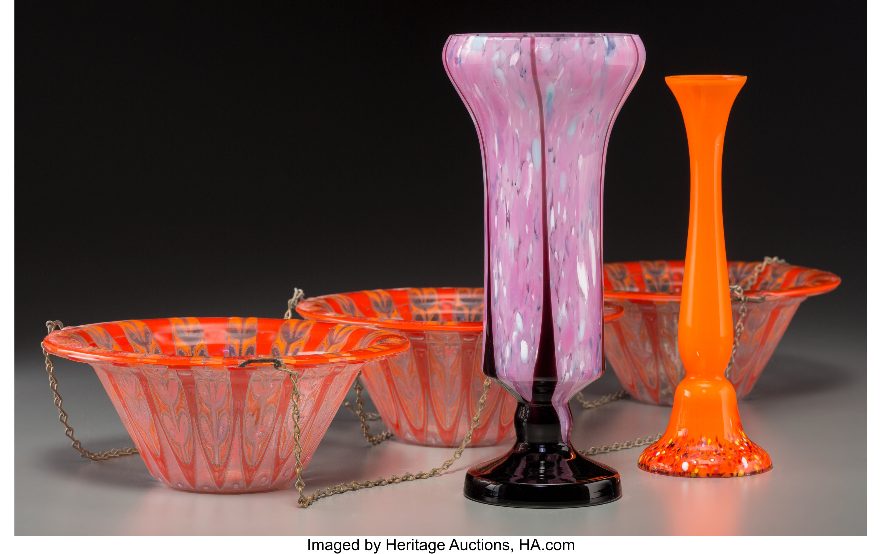 Three Austrian Art Glass Vessels. 20th century. Ht. 36 in. | Lot #63406 ...