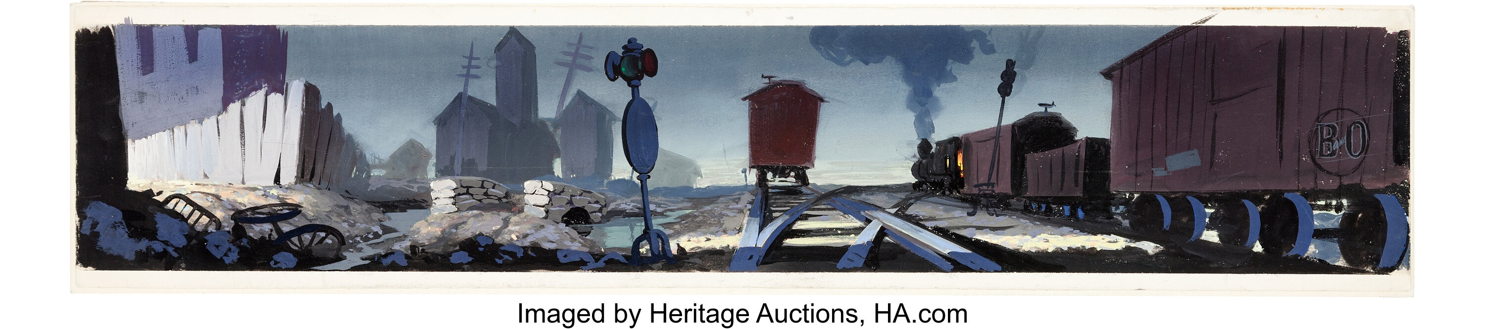 Lady and the Tramp Train Yard Background Color Key Painting (Walt | Lot ...