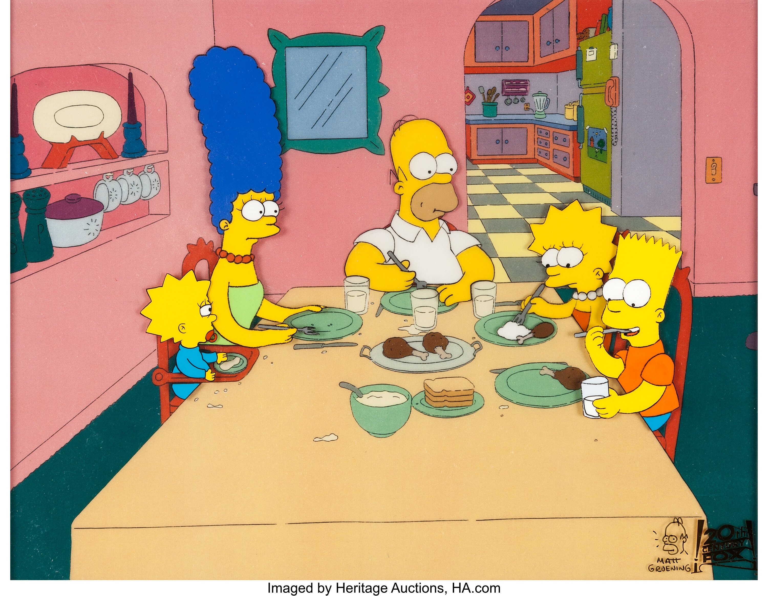 The Simpsons Entire Family Production Cel Setup with Matt Groening ...