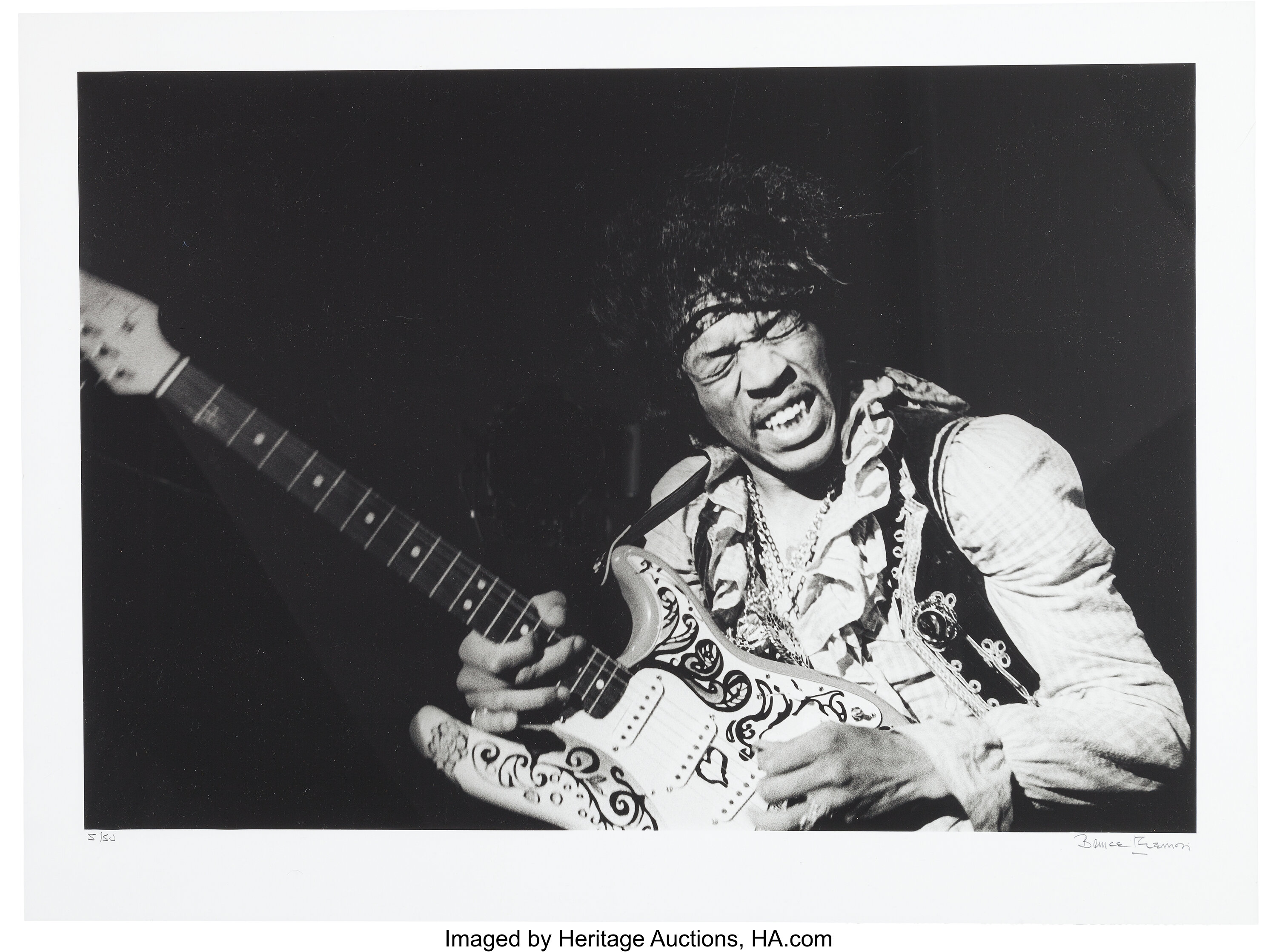 Jimi Hendrix at Monterey Black and White Photo by Bruce Fleming | Lot ...