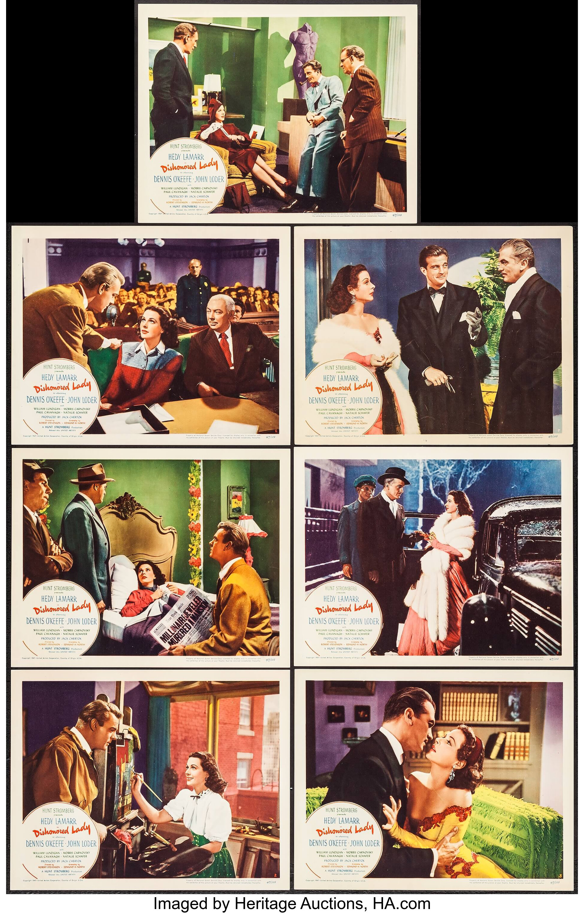 Dishonored Lady (United Artists, 1947). Lobby Cards (7) (11" X | Lot ...