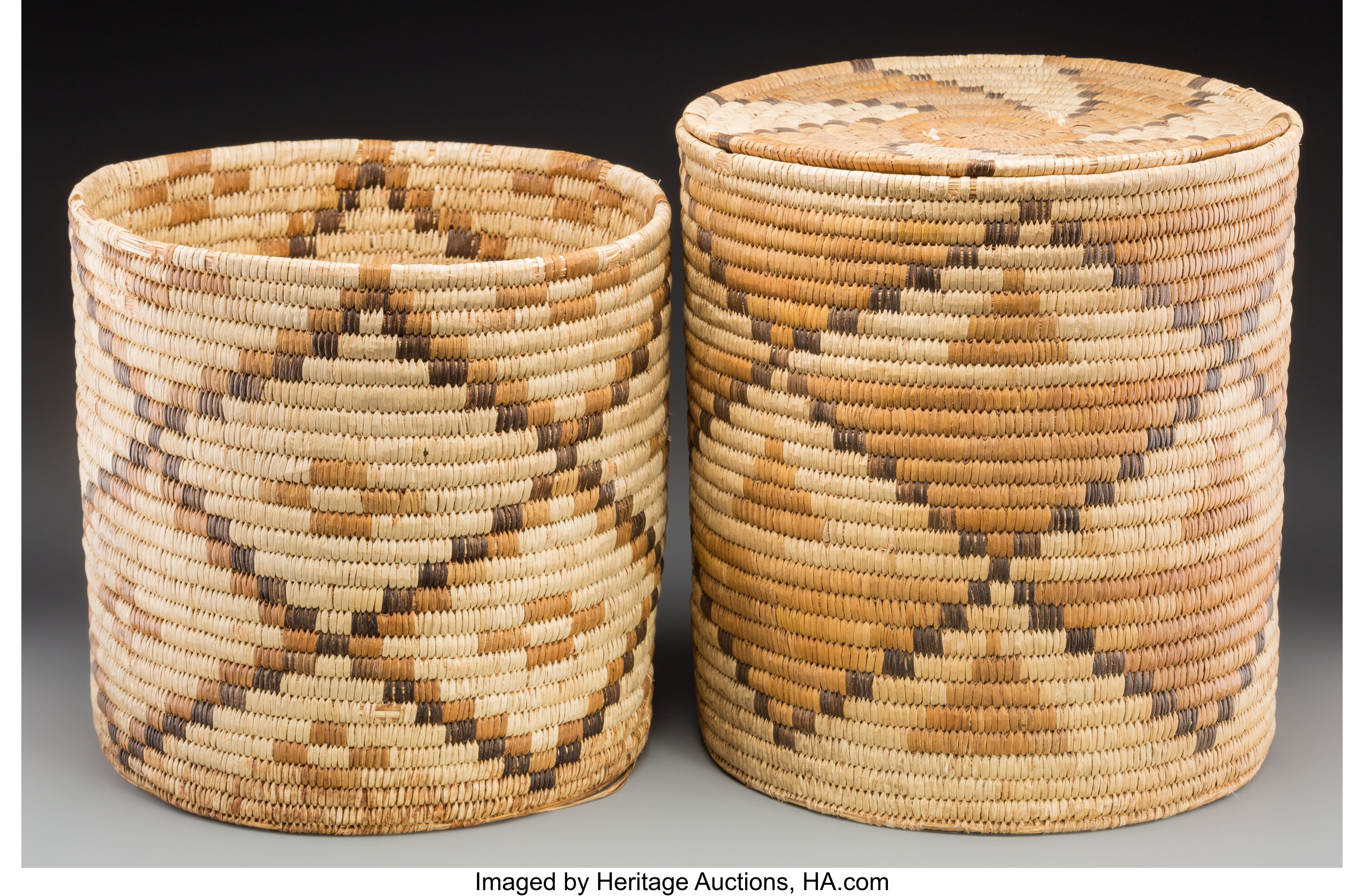 Two Large Papago Coiled Baskets... (Total: 2 Items) Other | Lot #70406 ...