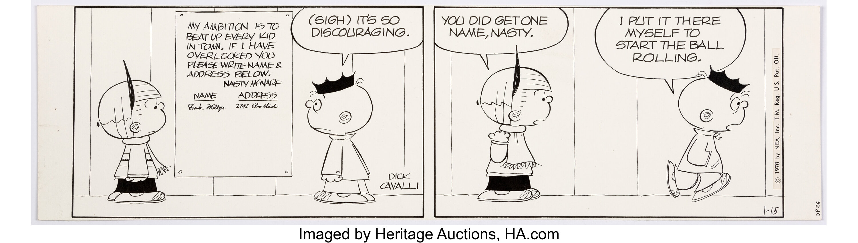 Dick Cavalli Winthrop Daily Comic Strip Original Art dated 1-15-70 ...