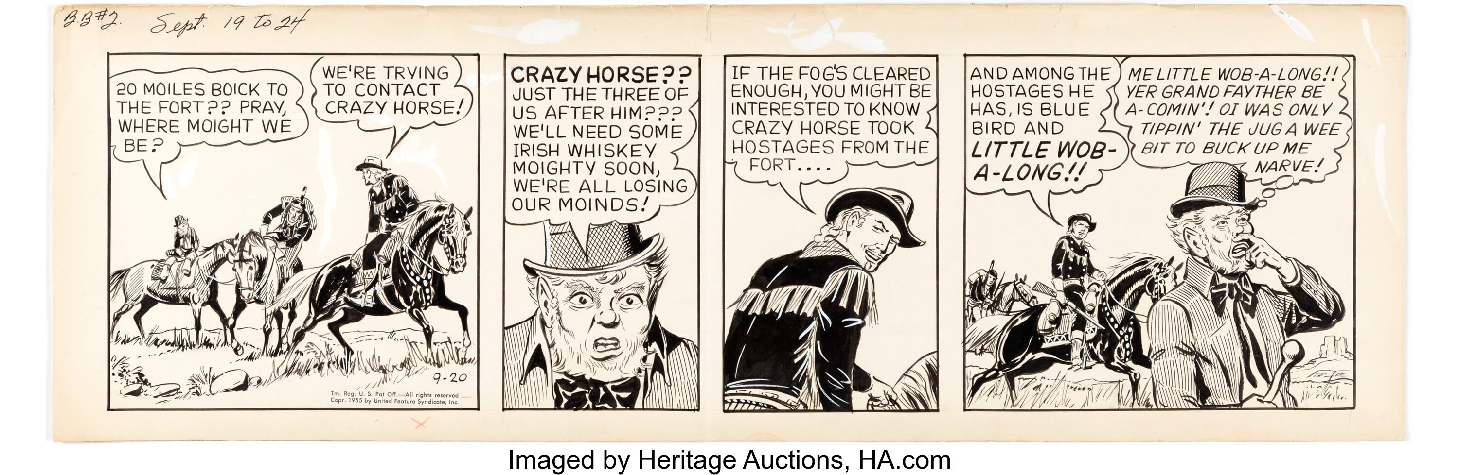 Fred Meagher Buffalo Bill Daily Comic Strip Original Art dated | Lot ...