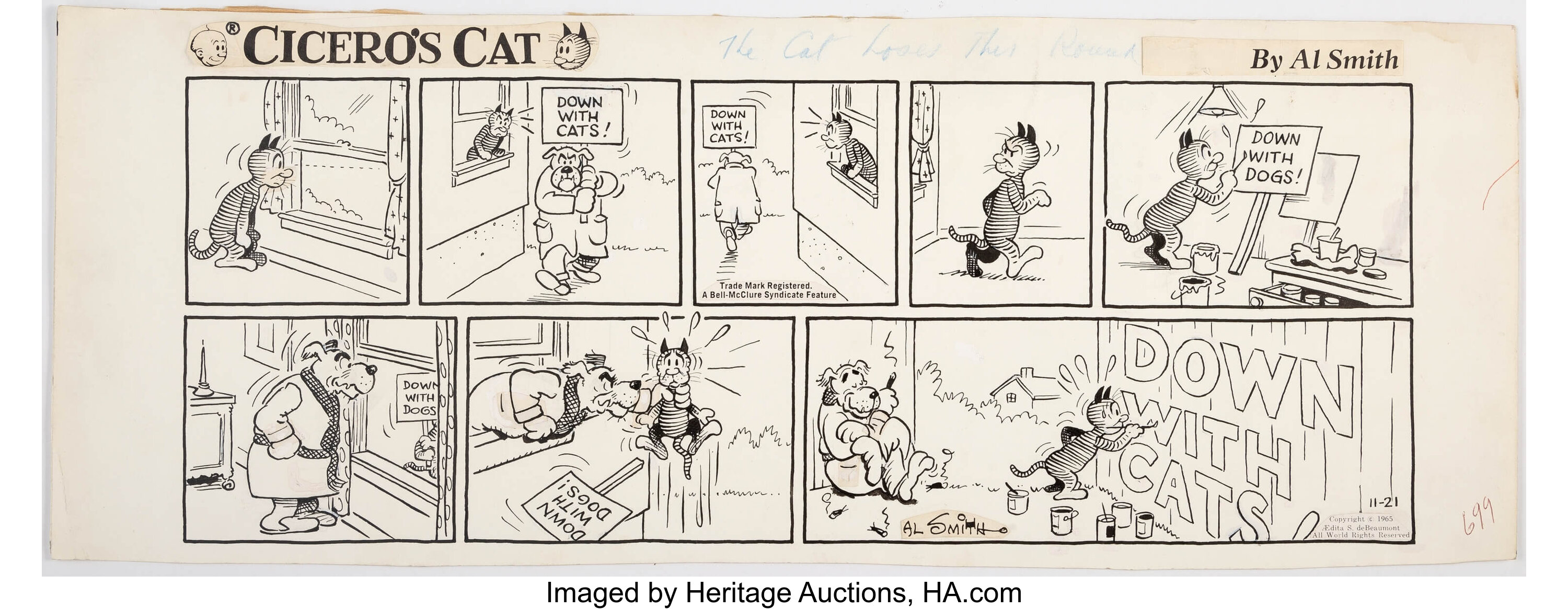Al Smith Cicero's Cat Sunday Comic Strip Original Art dated | Lot ...