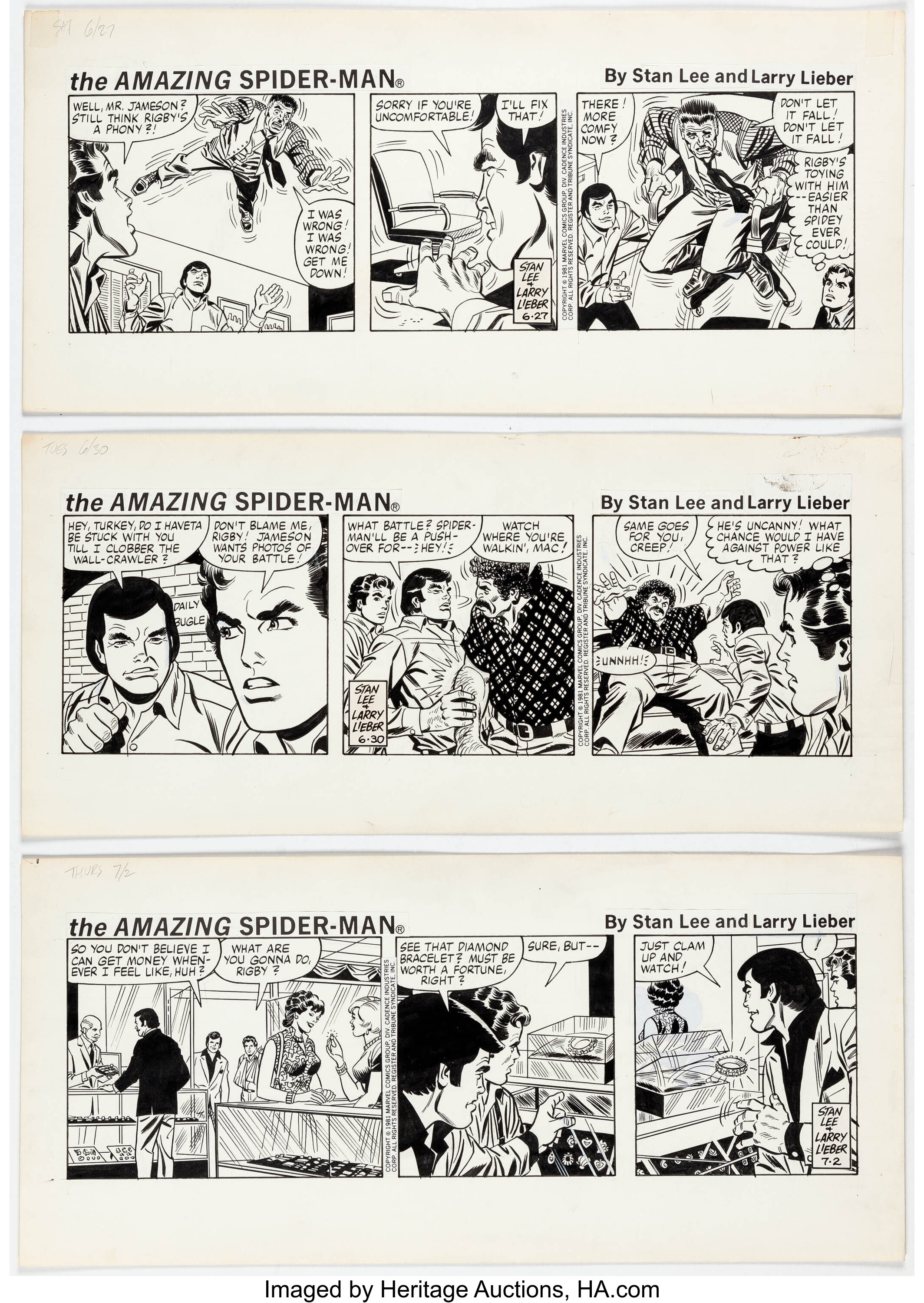 Larry Lieber The Amazing Spider-Man Daily Comic Strip Original Art ...