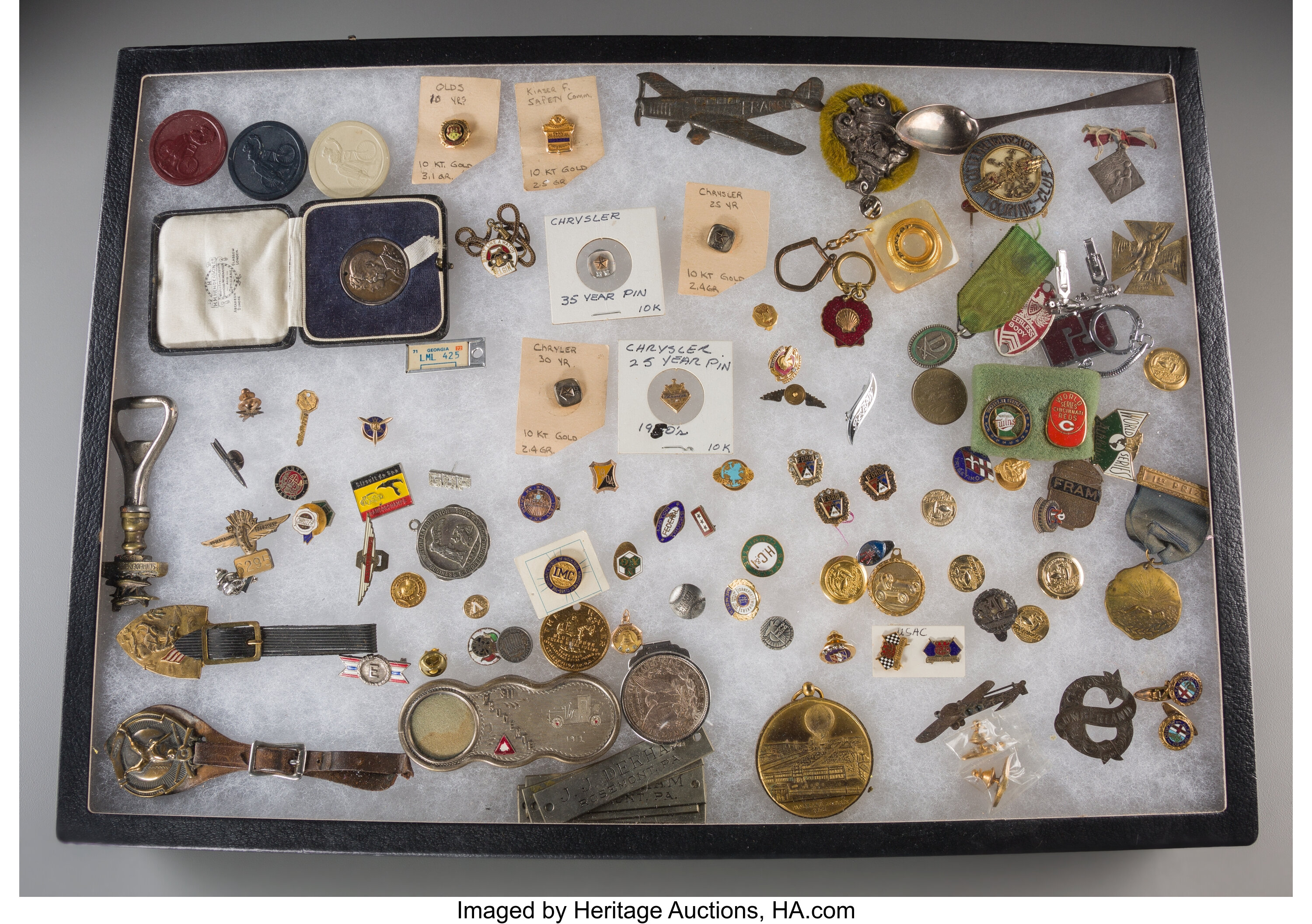 An Assorted Collection of Gold and Mixed Metal Pins, Medallions, | Lot ...