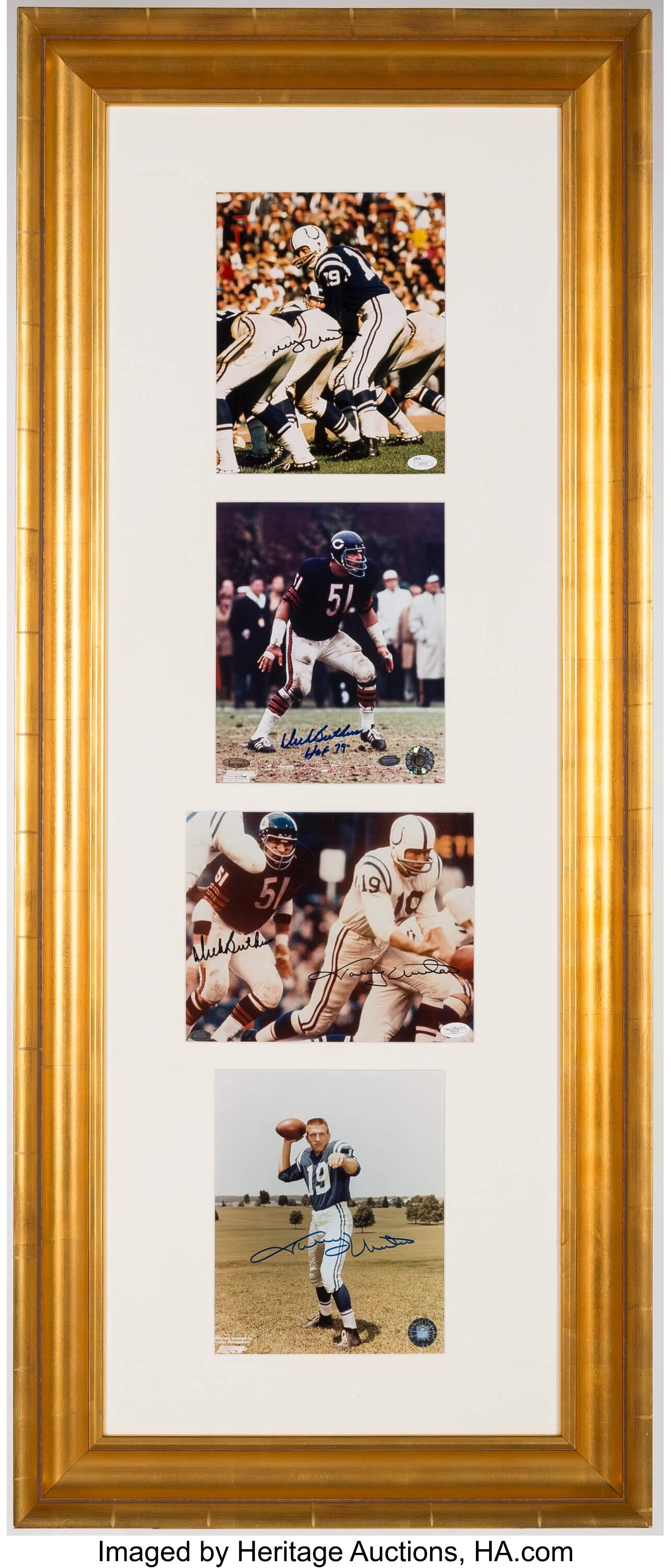 Johnny Unitas And Dick Butkus Signed Photographs Display Lot