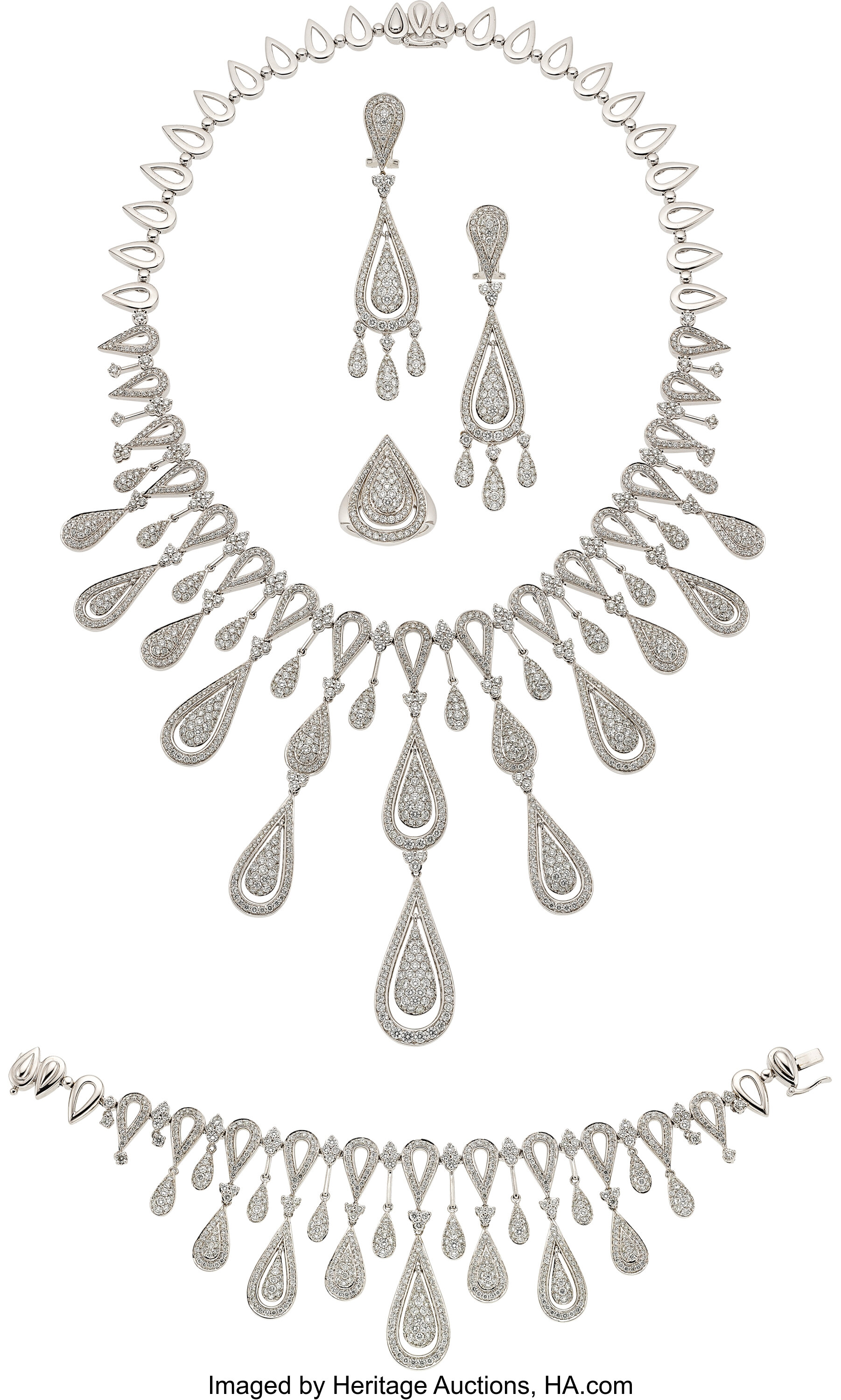 Diamond, White Gold Jewelry Suite, Montega by Elie Chatila. ... | Lot ...