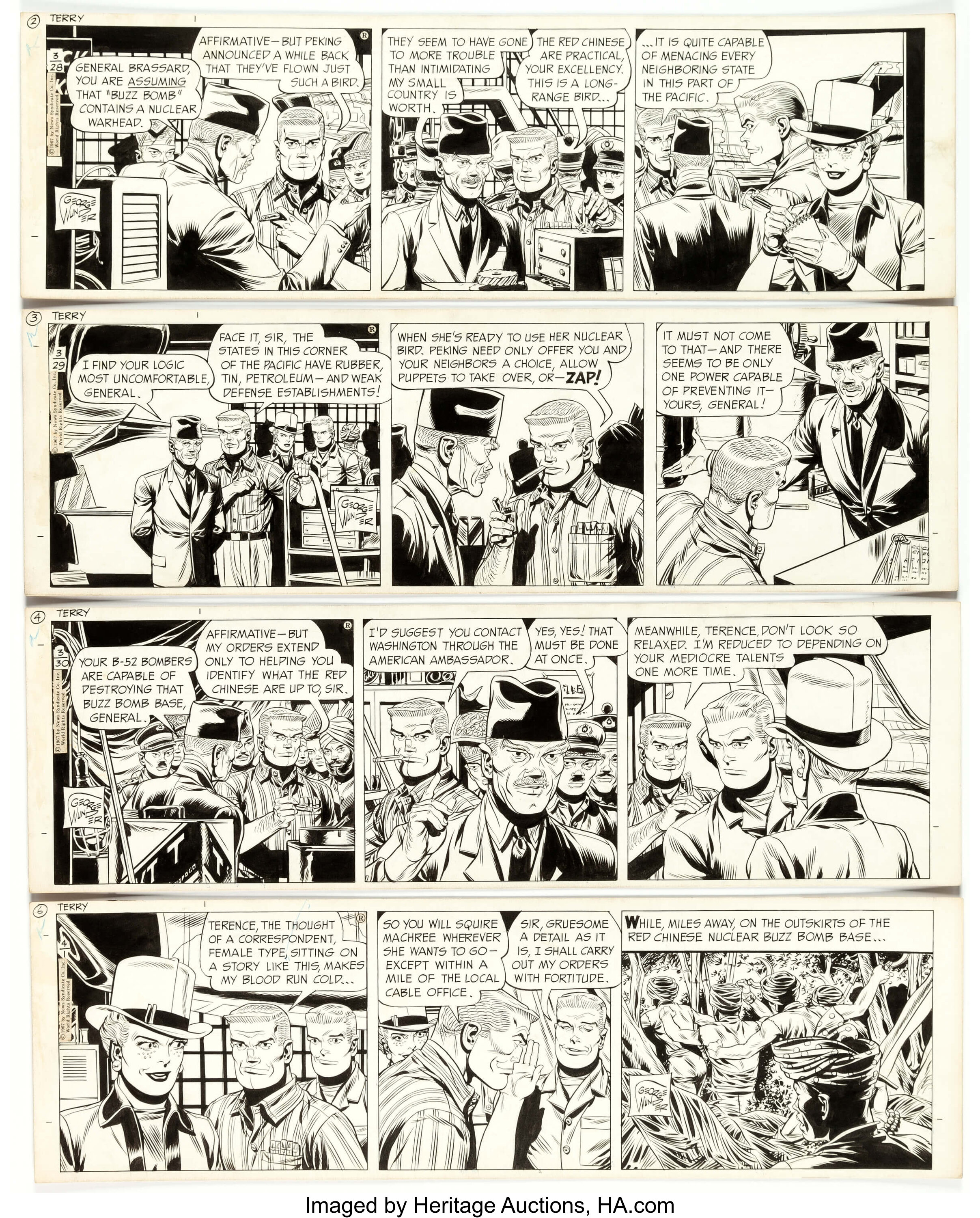 George Wunder Terry and the Pirates Daily Comic Strip Original Art ...