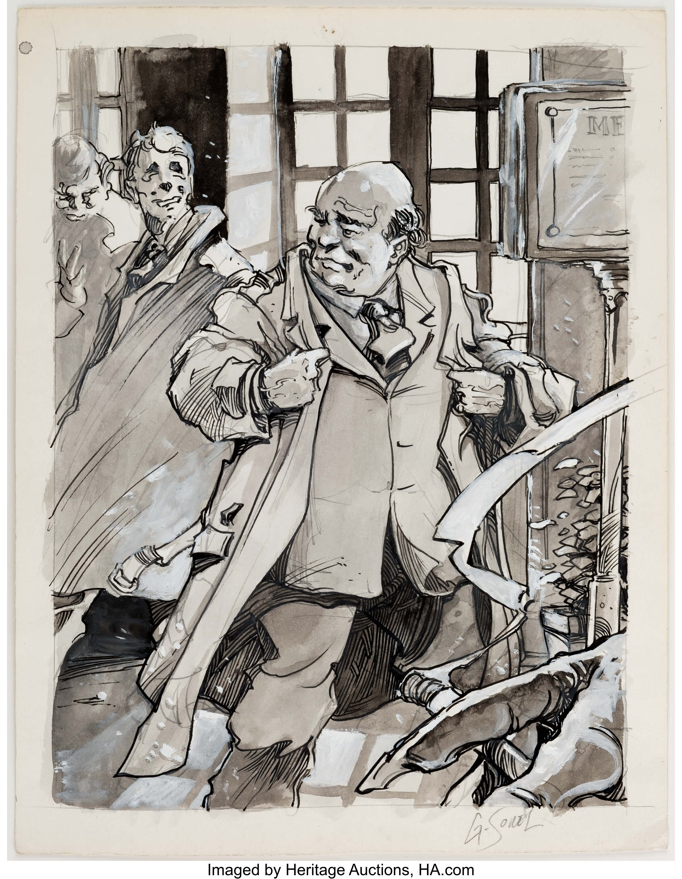 Guillaume Sorel - Street Scene Illustration Original Art | Lot #12174 ...