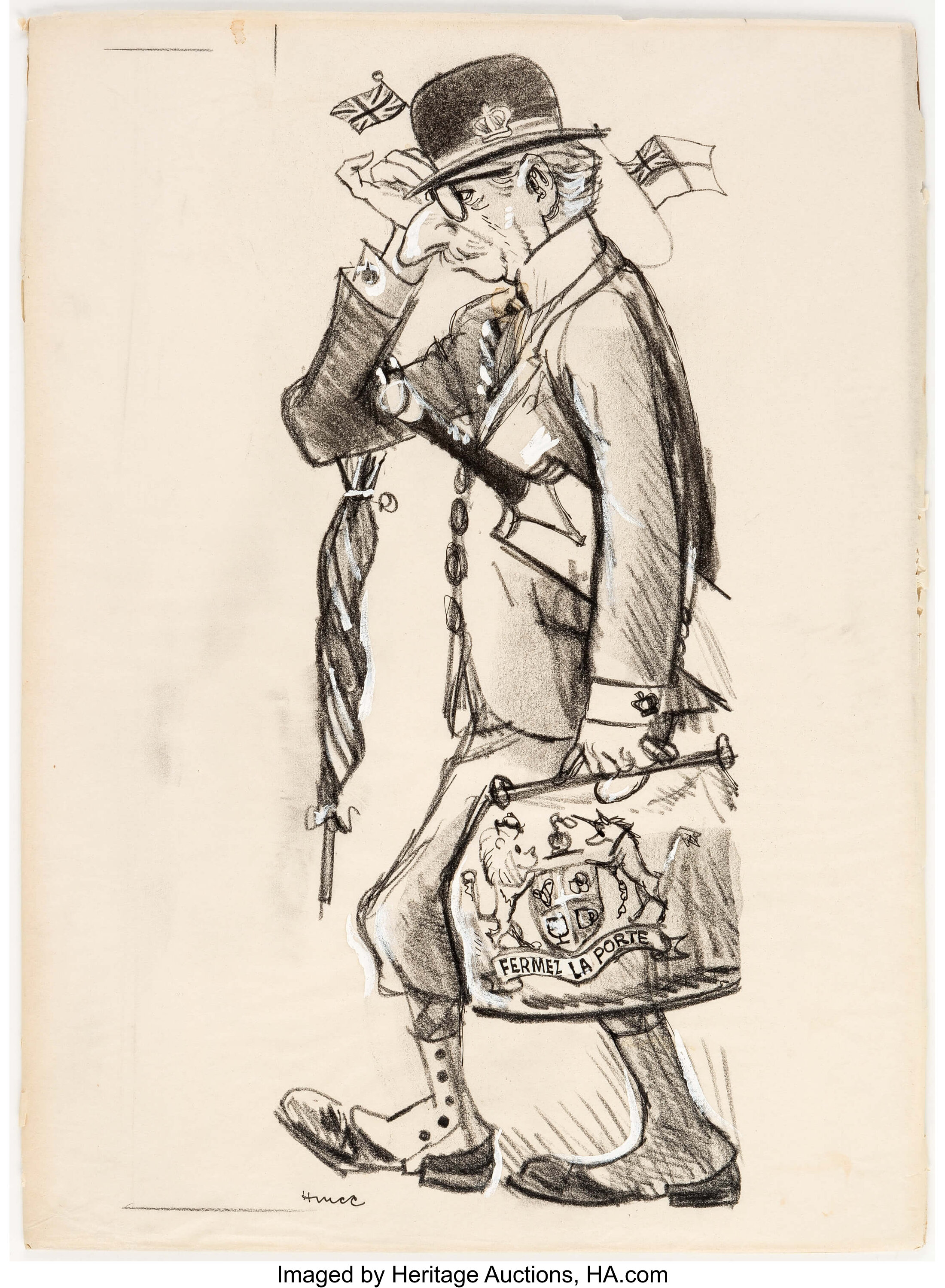 Neville Chamberlain Political Cartoon Illustration Original Art | Lot ...