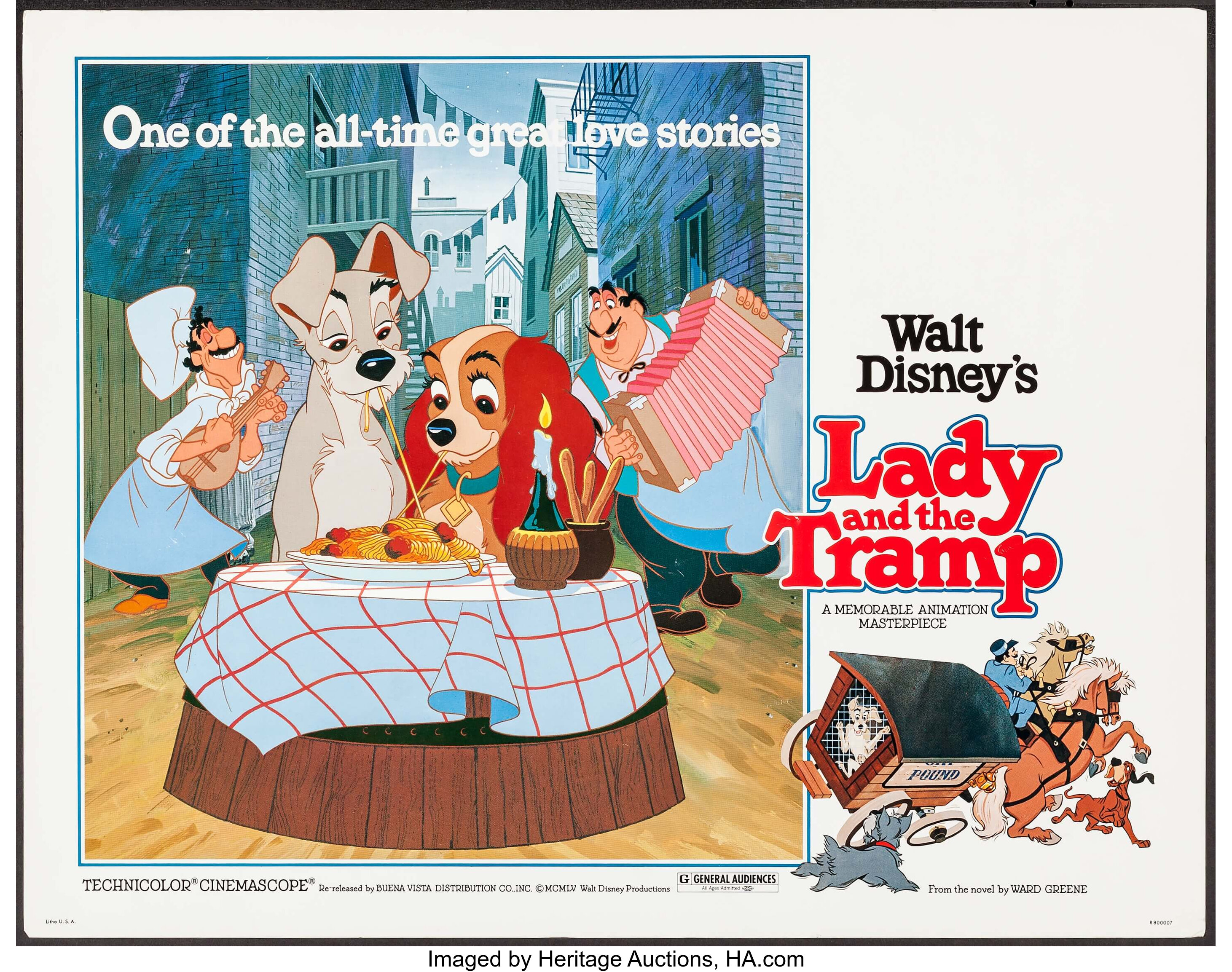 Lady and the Tramp (Buena Vista, R-1980). Half Sheet (22" X 28"). | Lot ...