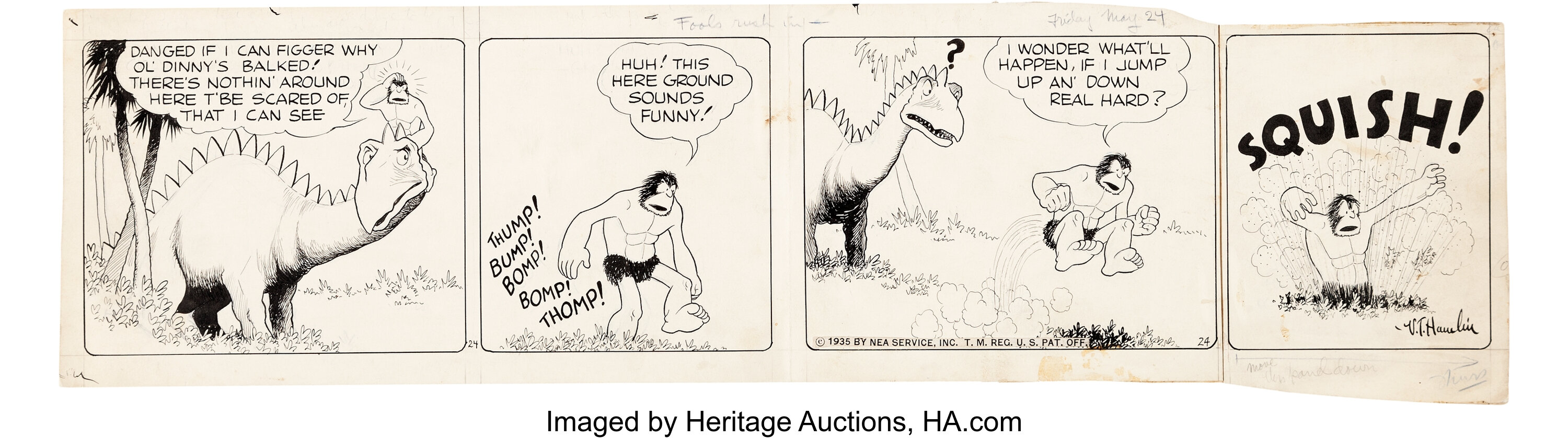 V. T. Hamlin Alley Oop Daily Comic Strip Original Art dated 5-24-35 ...
