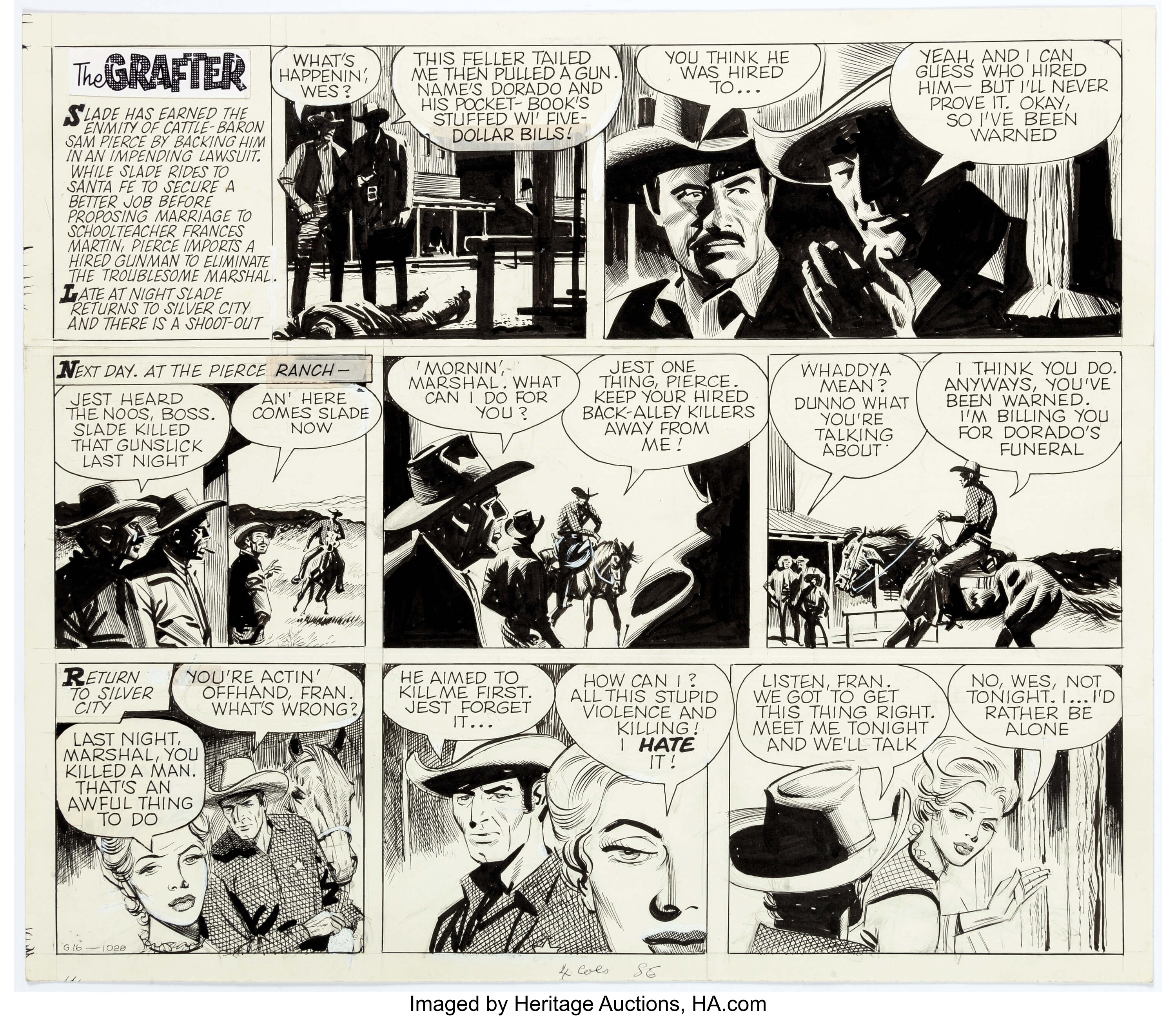 Harry Bishop Wes Slade #G.16 - 1028 Sunday Comic Strip Original Art ...