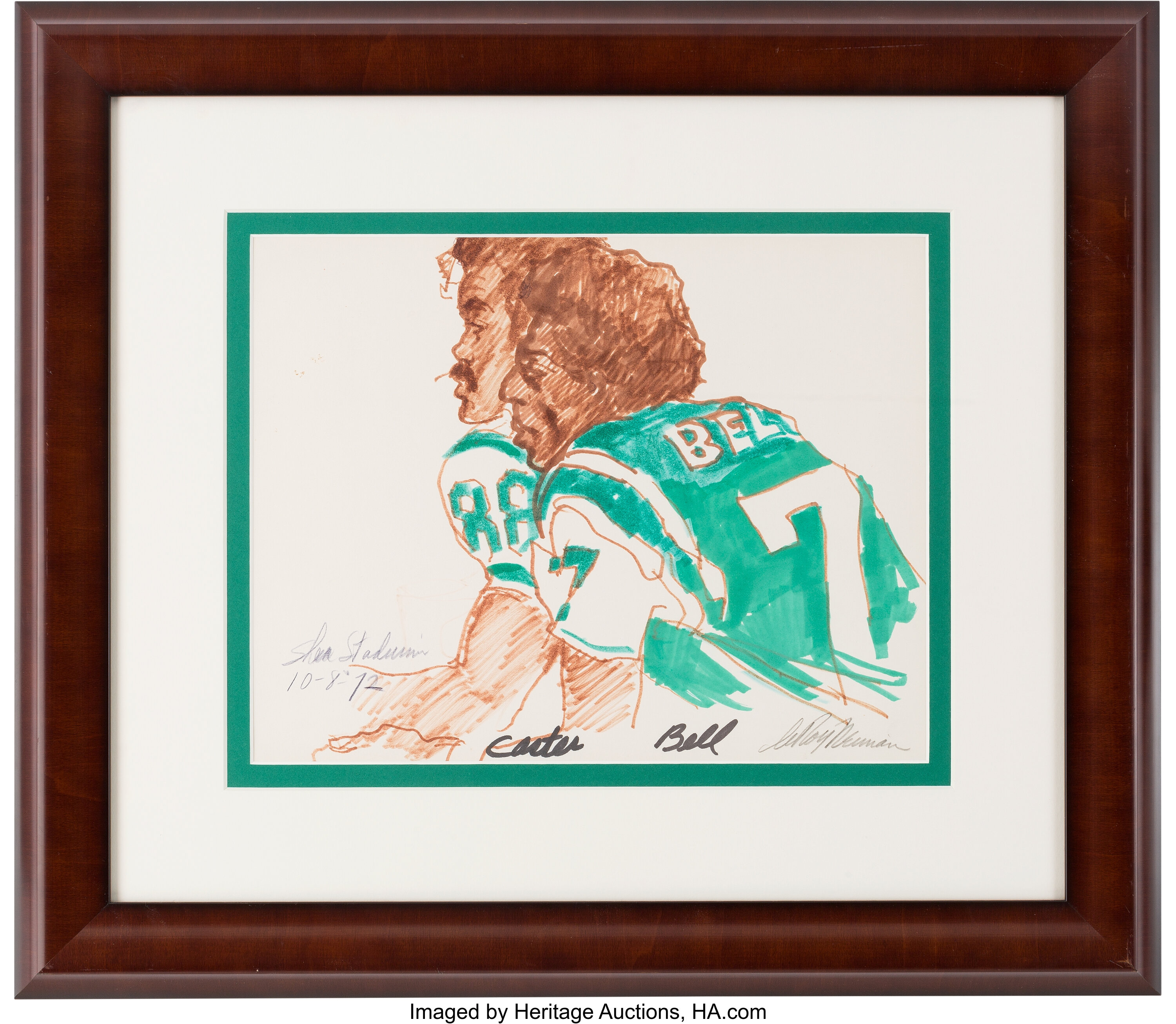 1972 Rich Carter & Eddie Bell New York Jets Original Sketch by | Lot #82182 | Heritage Auctions