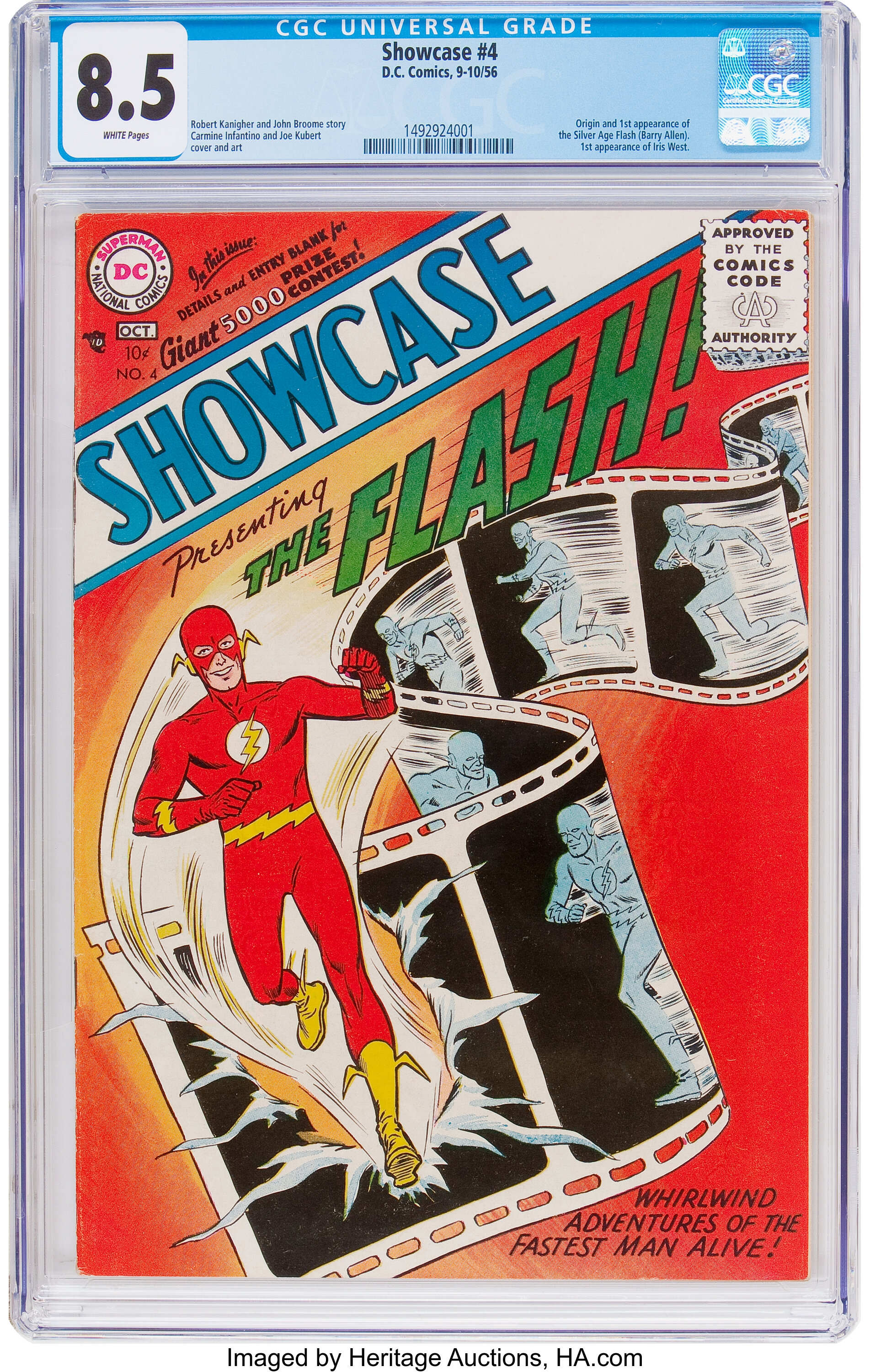 Showcase #4 The Flash (DC, 1956) CGC VF+ 8.5 White pages.... Silver ...