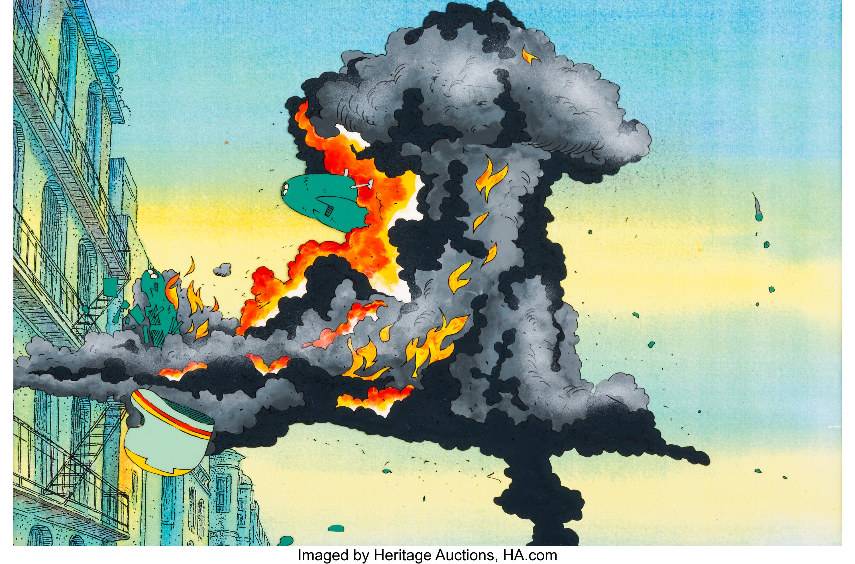 Heavy Metal Flying Cars Exploding Production Cel Setup (Columbia, | Lot ...