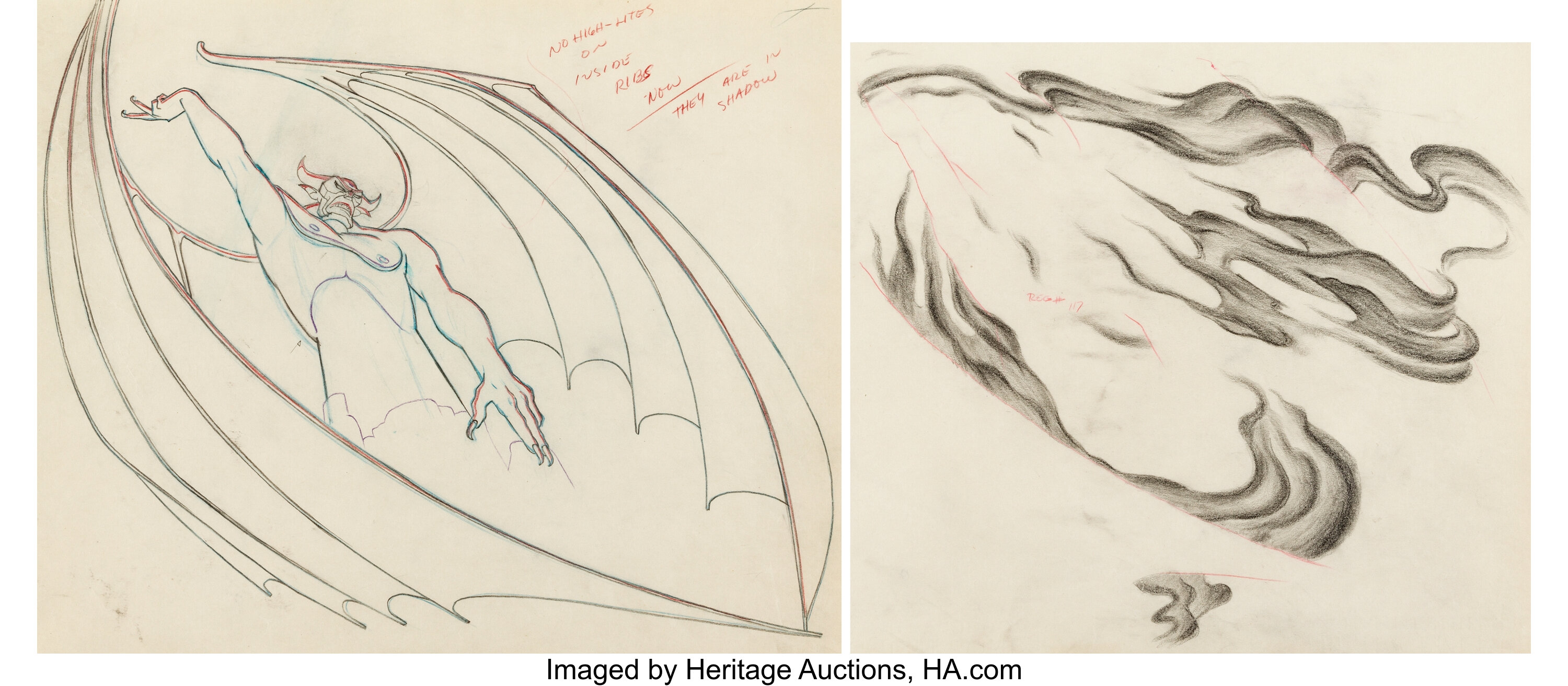 Fantasia Chernabog Animation Drawing with Effects Drawing (Walt | Lot ...