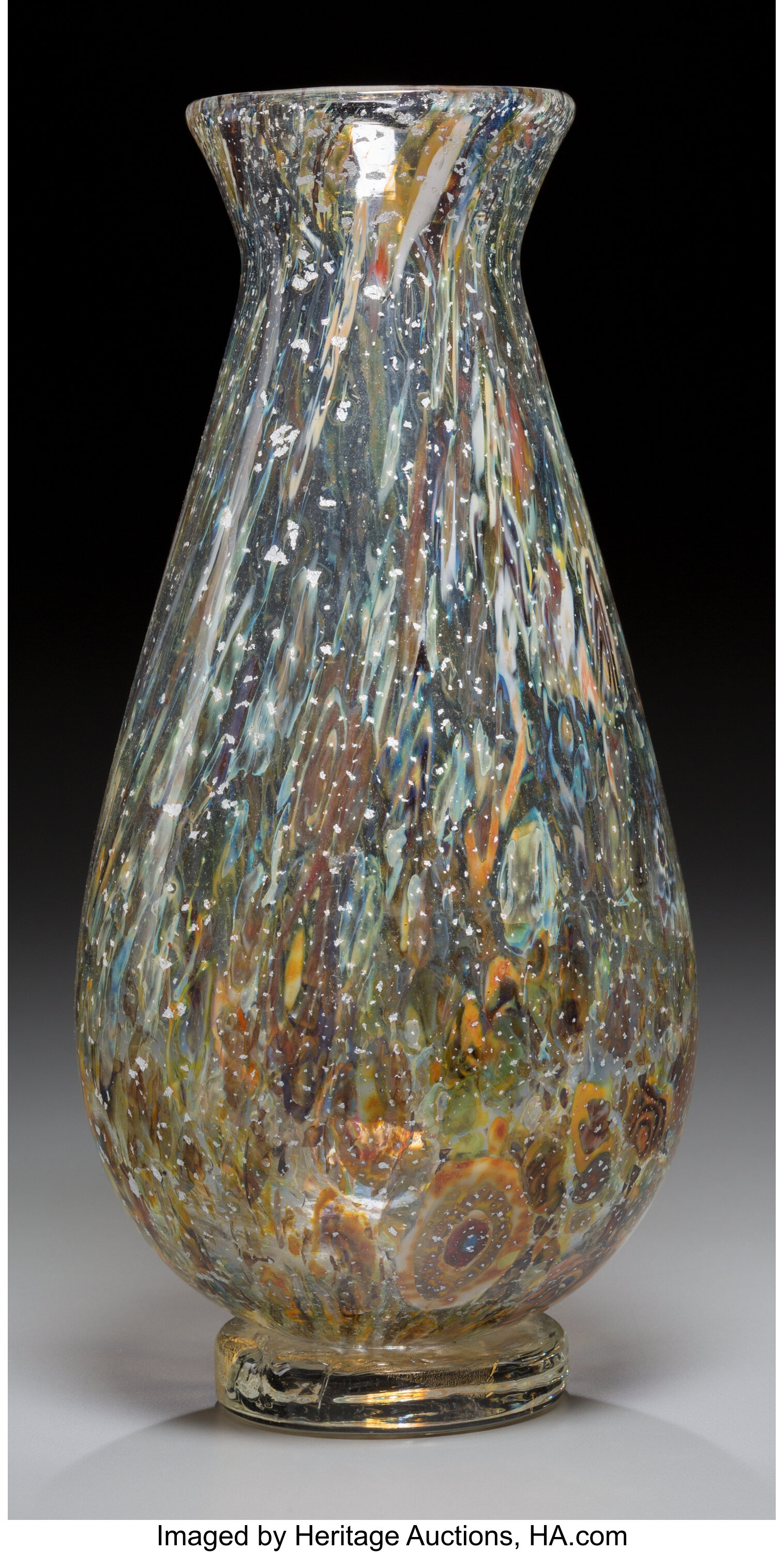 A Murrini Glass Vase with Foil Inclusions Attributed to Fratelli | Lot ...
