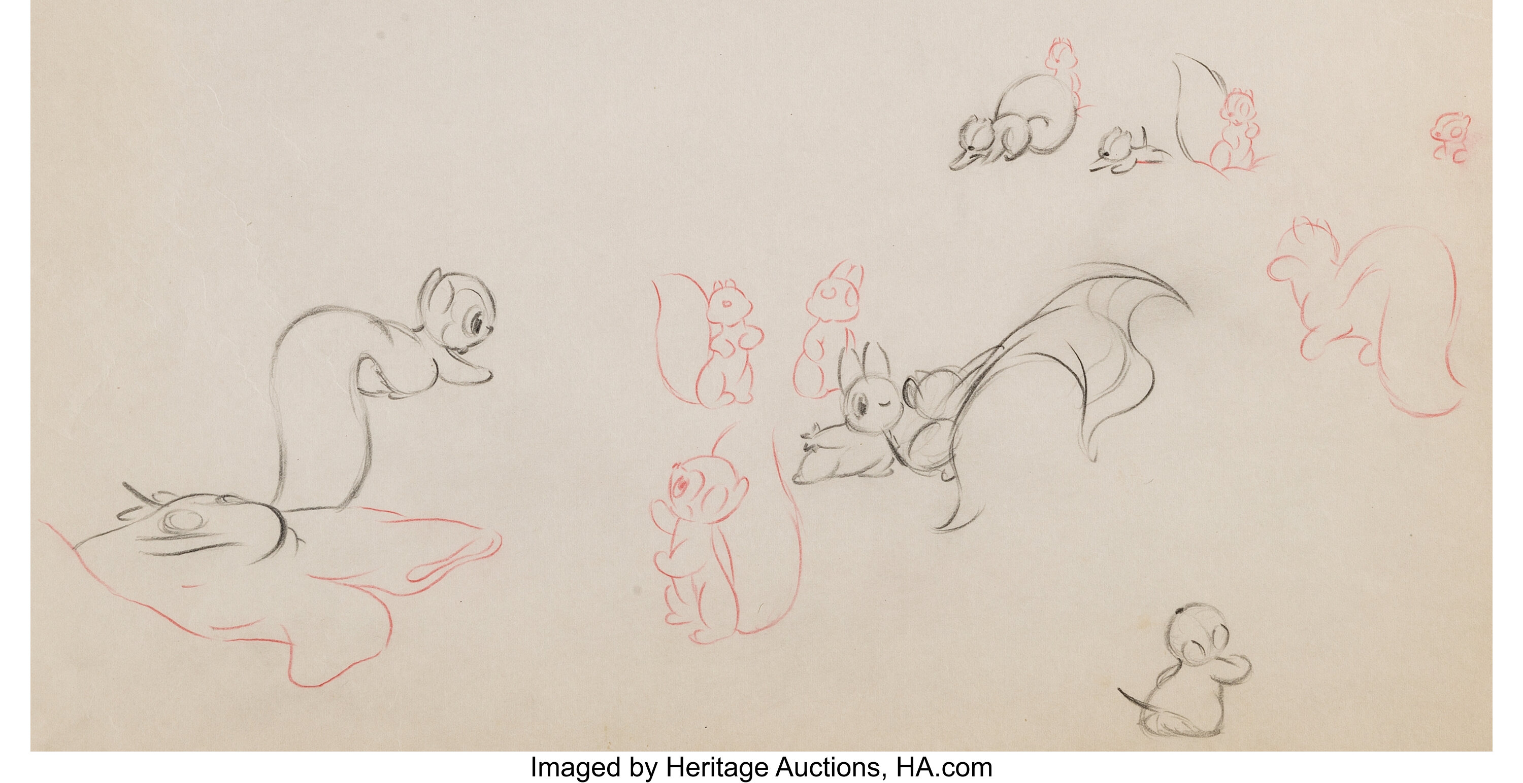 Snow White and the Seven Dwarfs Forest Animals Animation Roughs | Lot ...