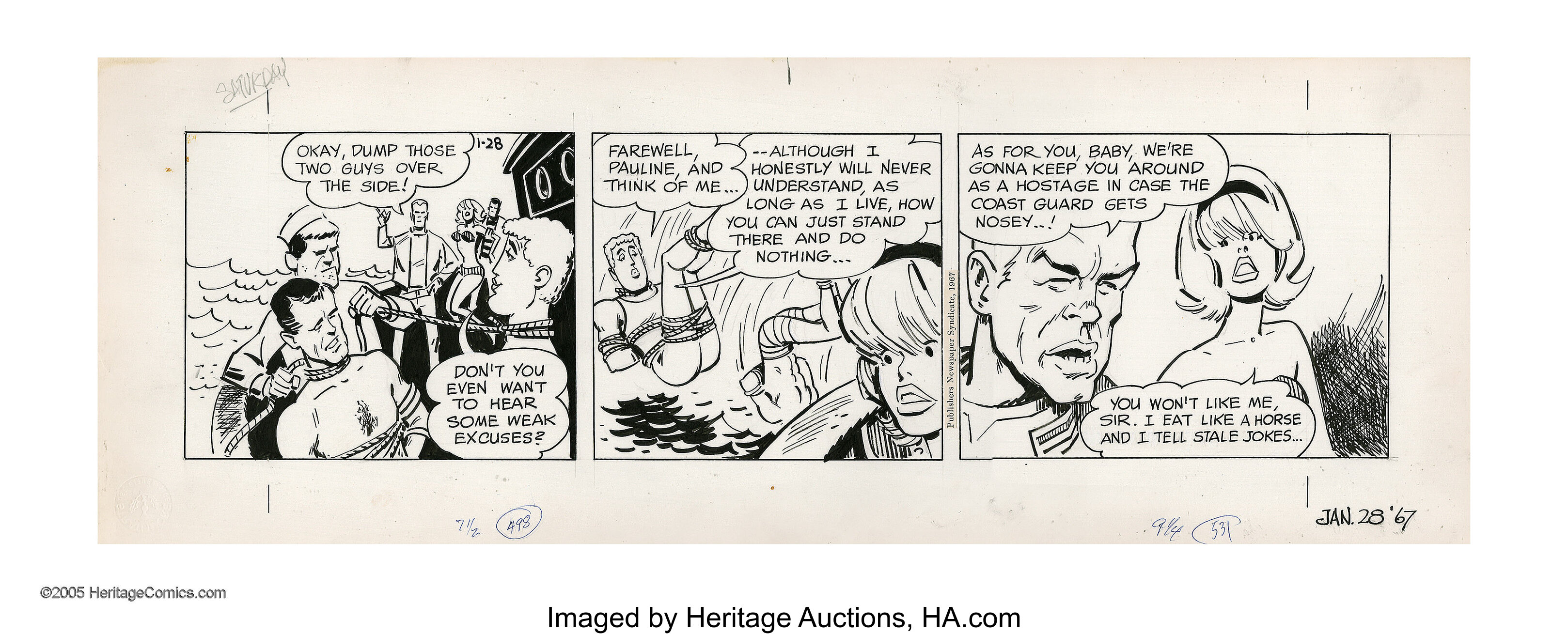 Jack Rickard - Pauline McPeril Daily Comic Strip Original Art, | Lot ...