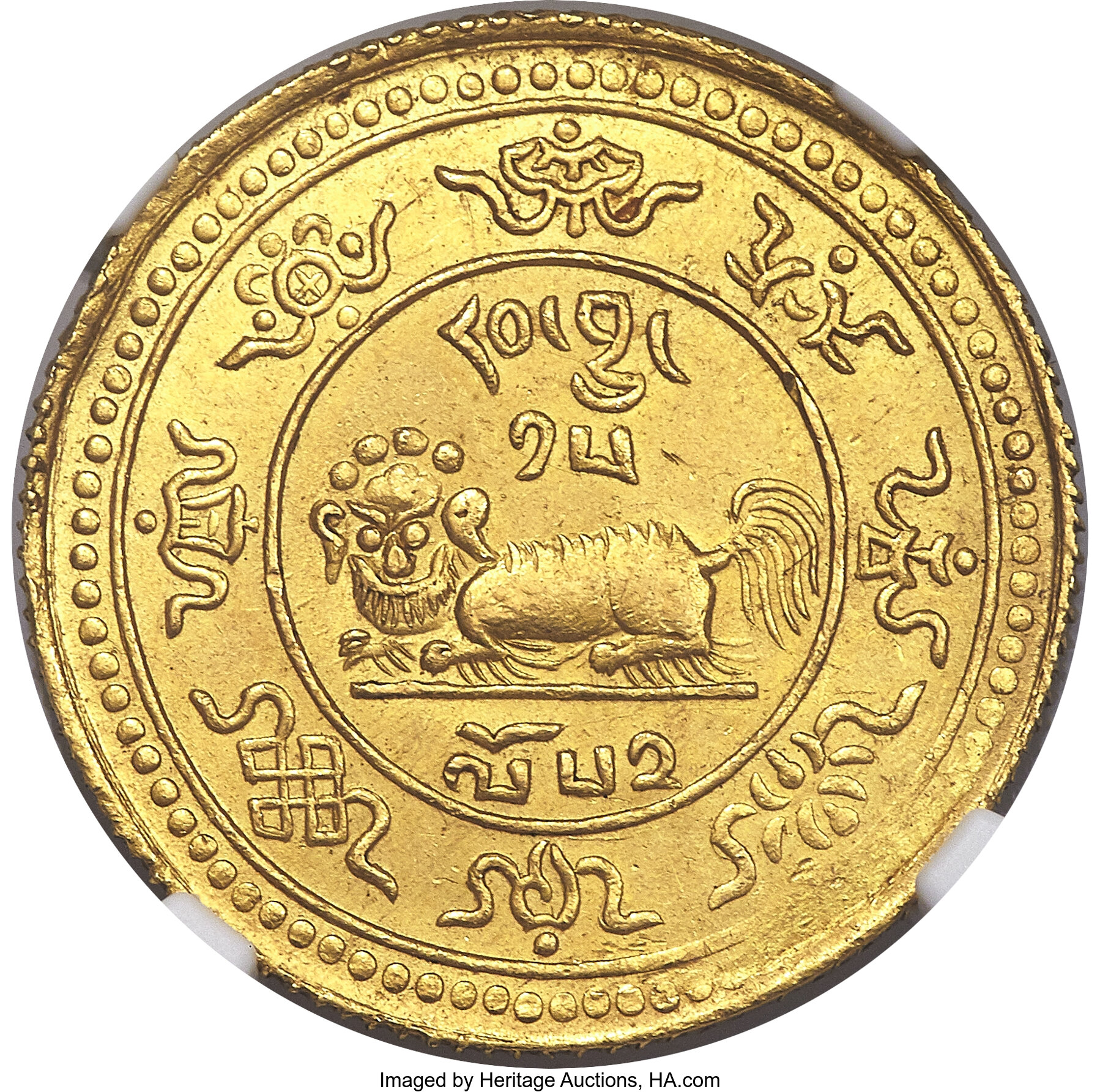 Tibet: Tibet. Theocracy gold 20 Srang BE 15-52 (1918) MS64+ NGC ...