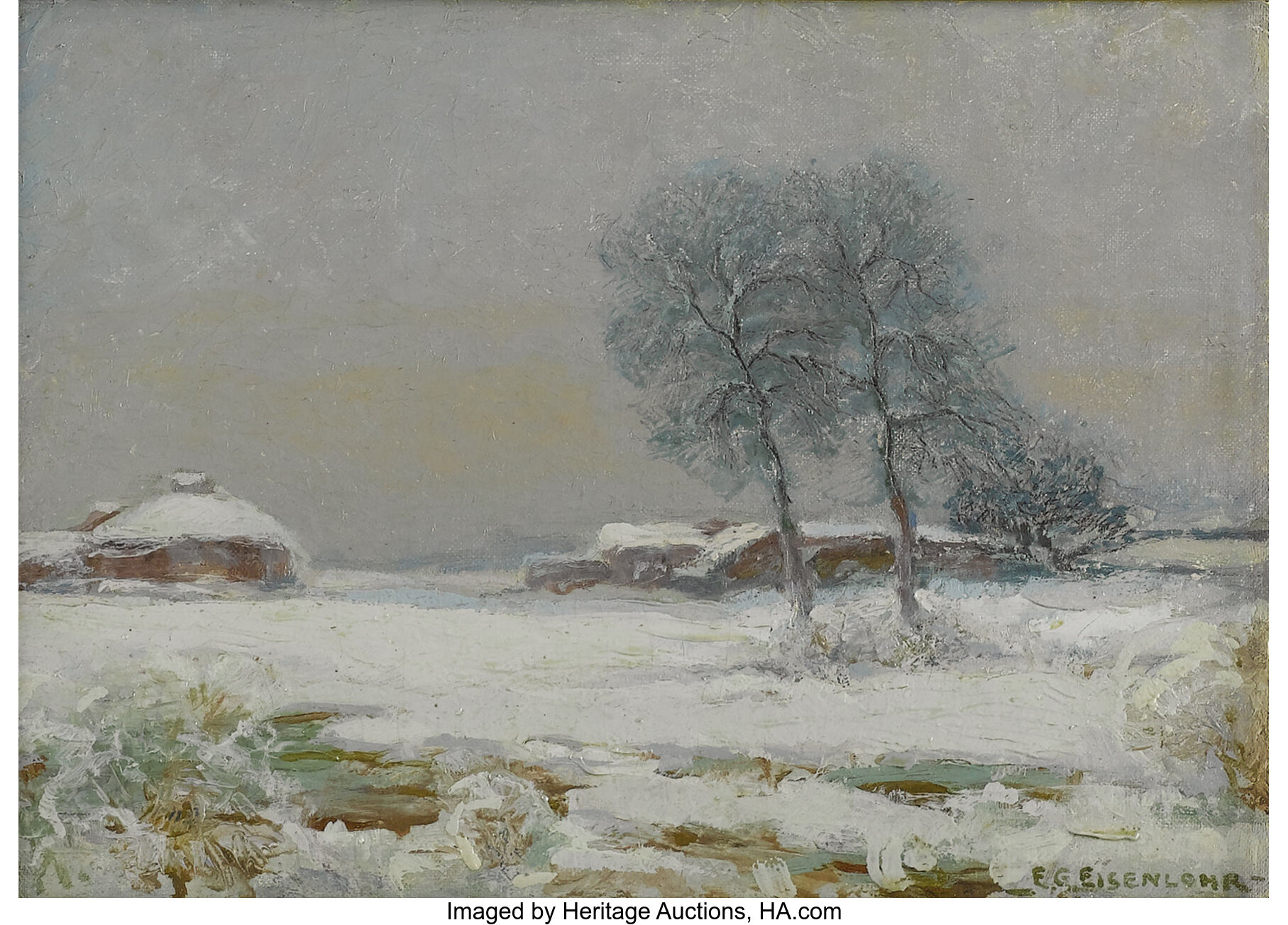 EDWARD EISENLOHR (1872-1961). Untitled Snow Scene. Oil on | Lot #36217 ...
