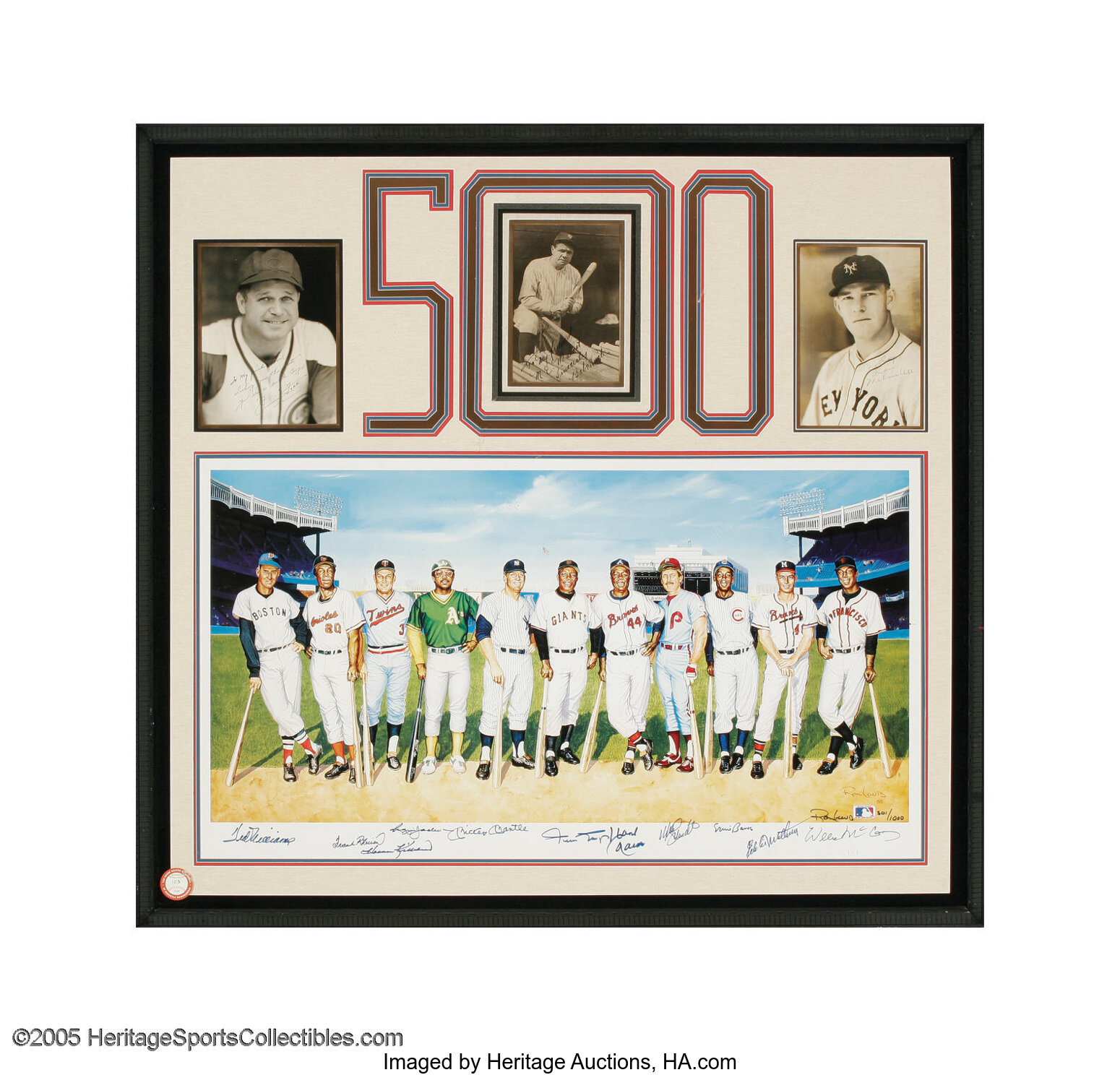 The Entire Pre-1990's 500 Home Run Club Signed Display with Ruth, | Lot ...