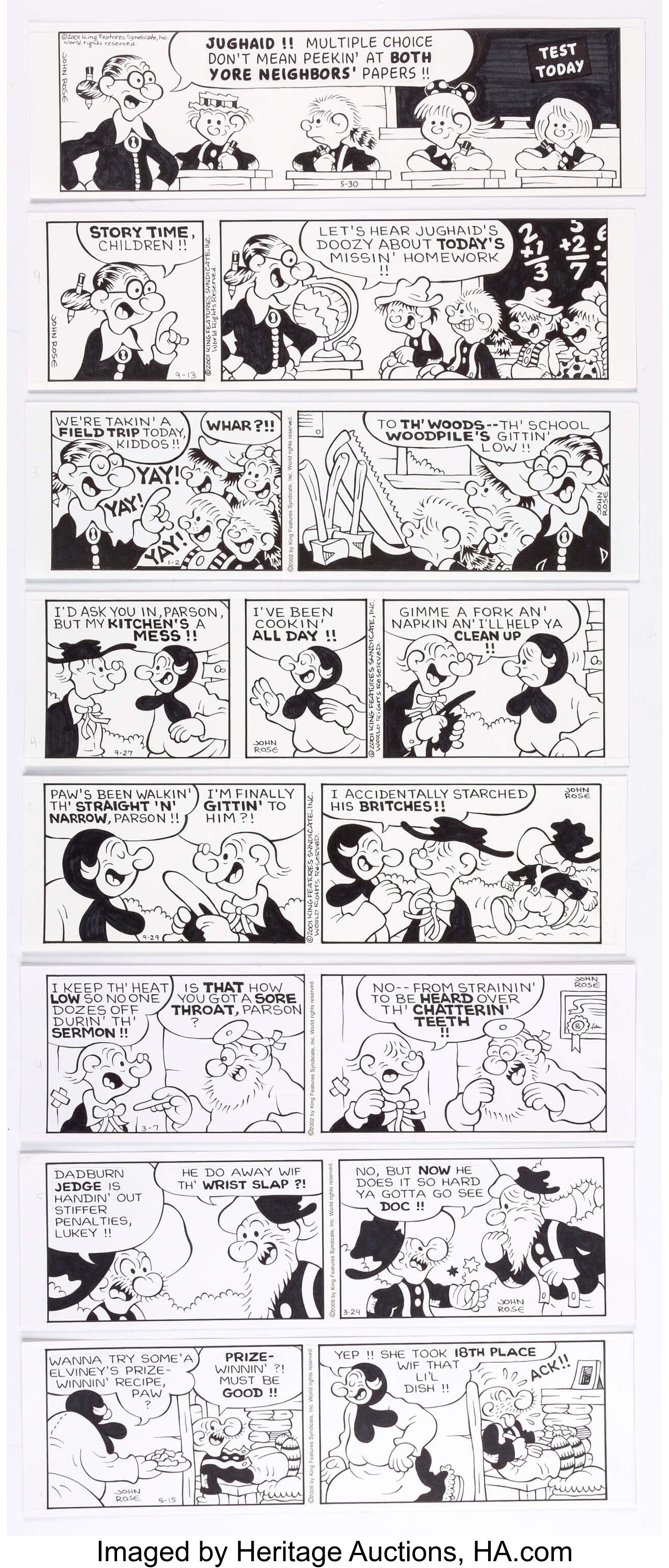 John Rose Barney Google and Snuffy Smith Daily Comic Strip Original ...