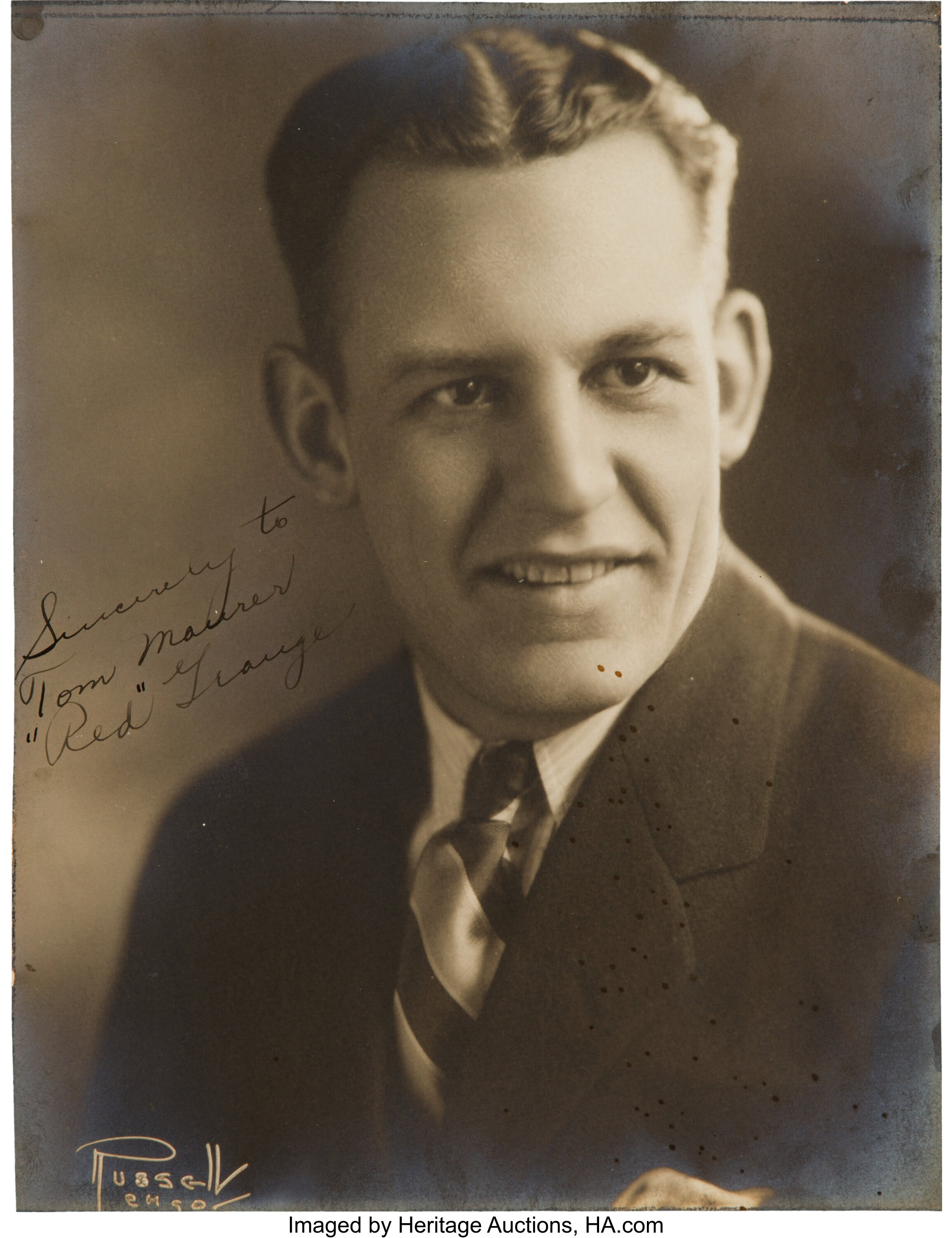 1926 Red Grange Signed Original Photograph - Used on Shotwell | Lot ...