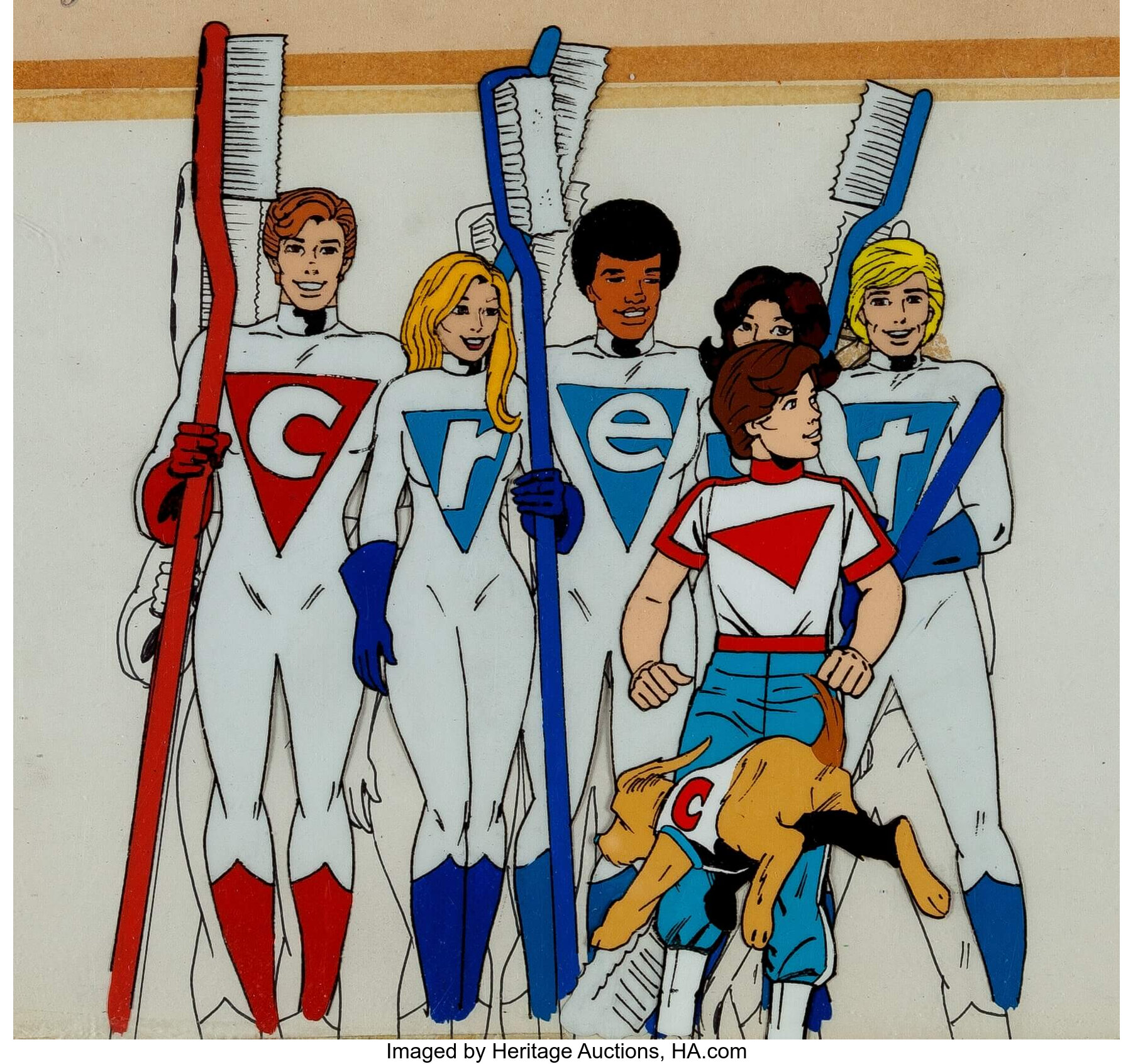 Crest Team Animated TV Commercial Production Cel Setups and | Lot ...
