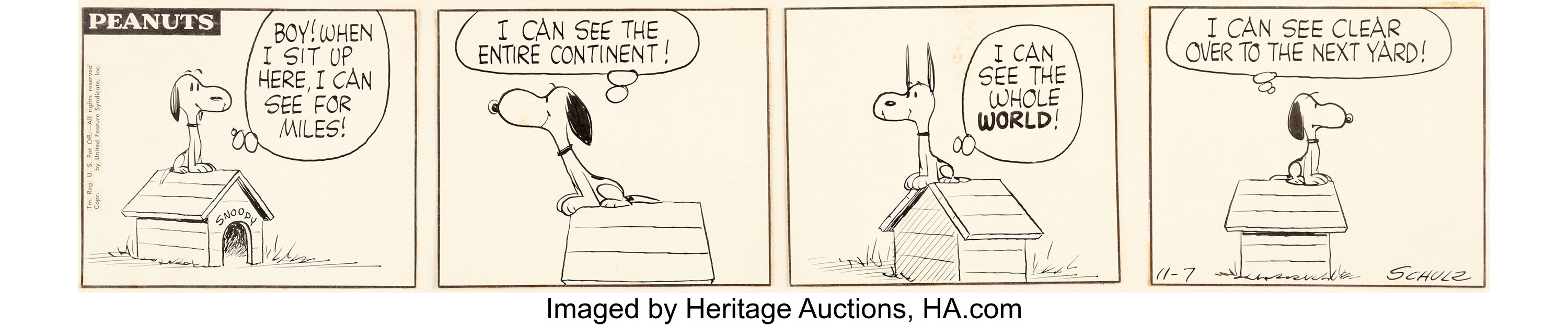 Charles Schulz Peanuts Daily Comic Strip Snoopy Original Art dated ...