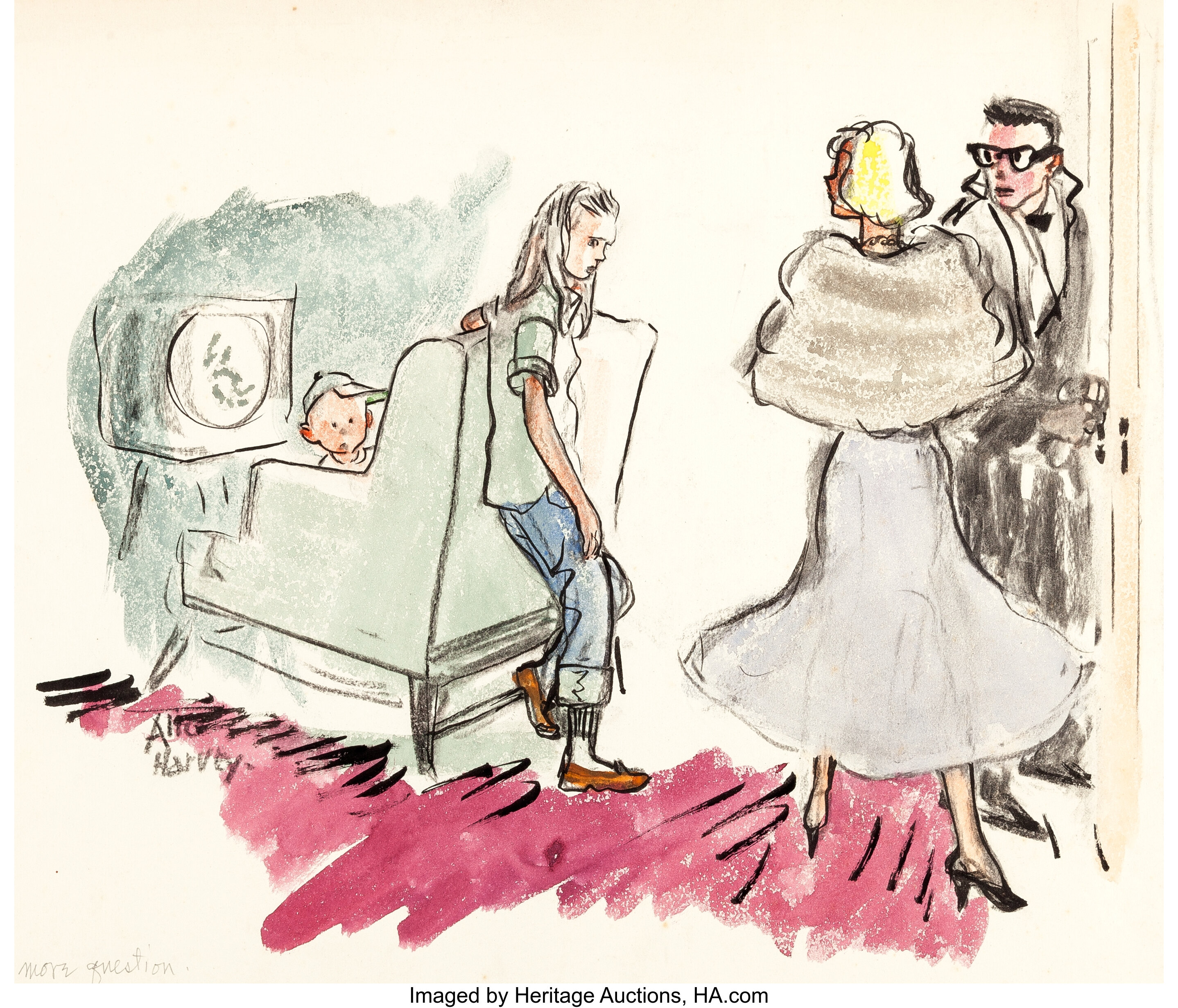Alice Harvey "Does He Bite?" Original Art (c. 1950s).... Original | Lot ...