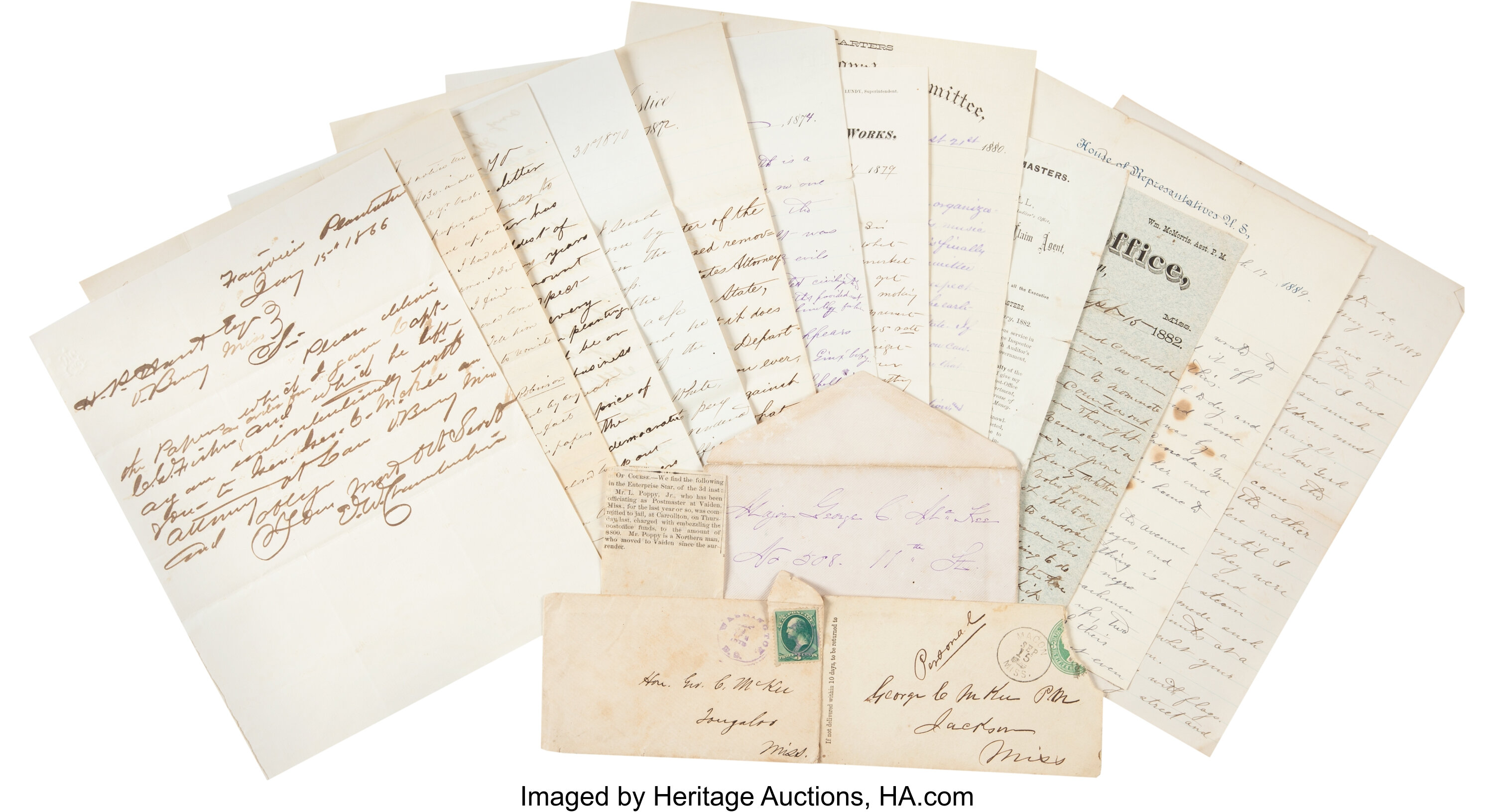 George C. McKee, U.S. Representative from Mississippi, | Lot #47014 ...