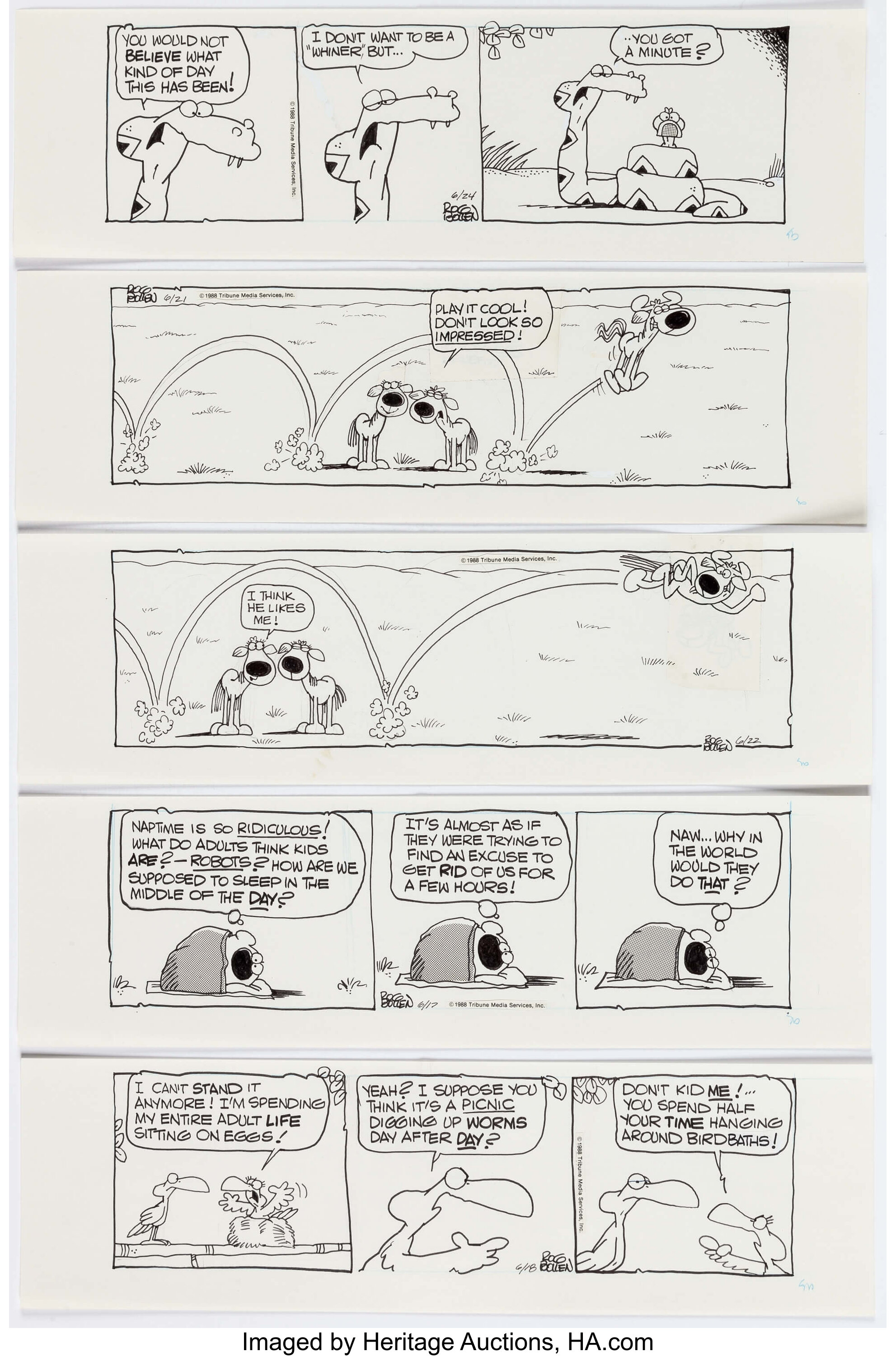Roger (Rog) Bollen Animal Crackers Daily Comic Strip Original Art | Lot ...