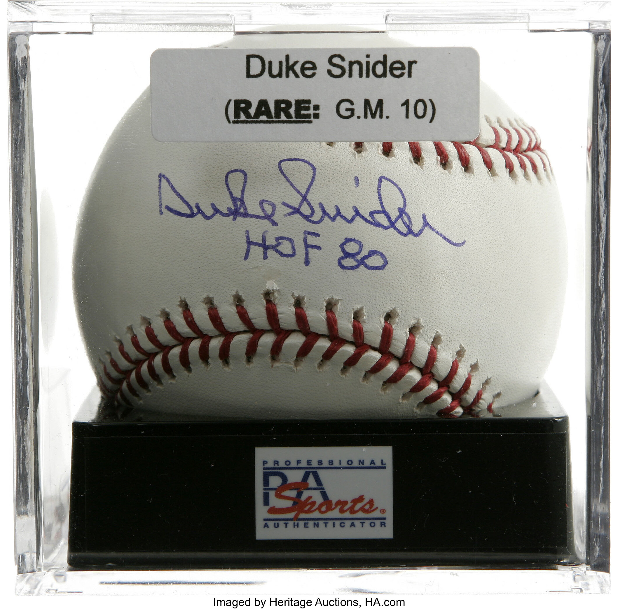 Duke Snider "HOF 80" Single Signed Baseball, PSA Gem Mint 10. The | Lot ...