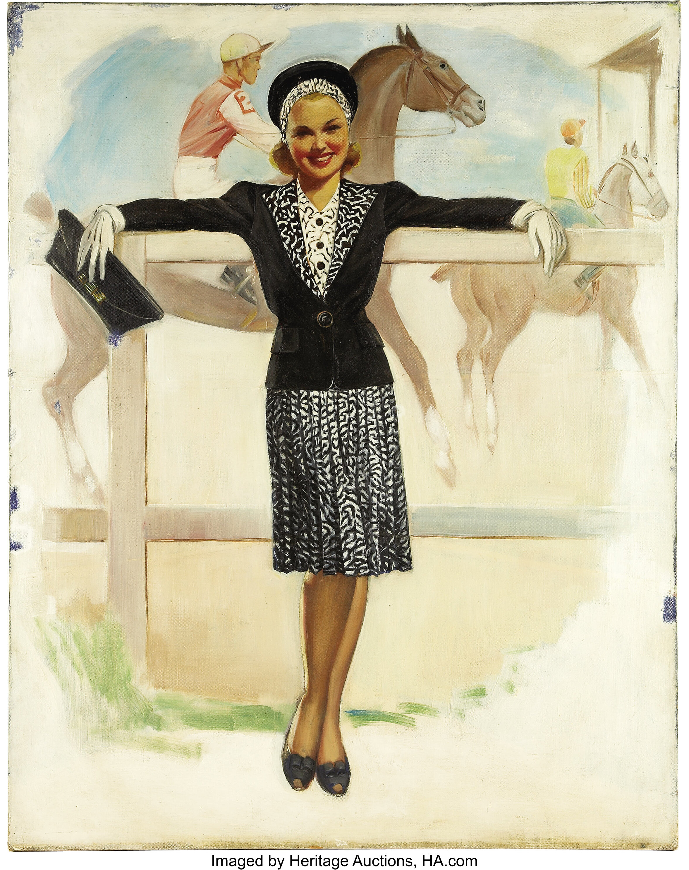 Gil Elvgren American 1914 1980 Girl At Track 1939 Original
